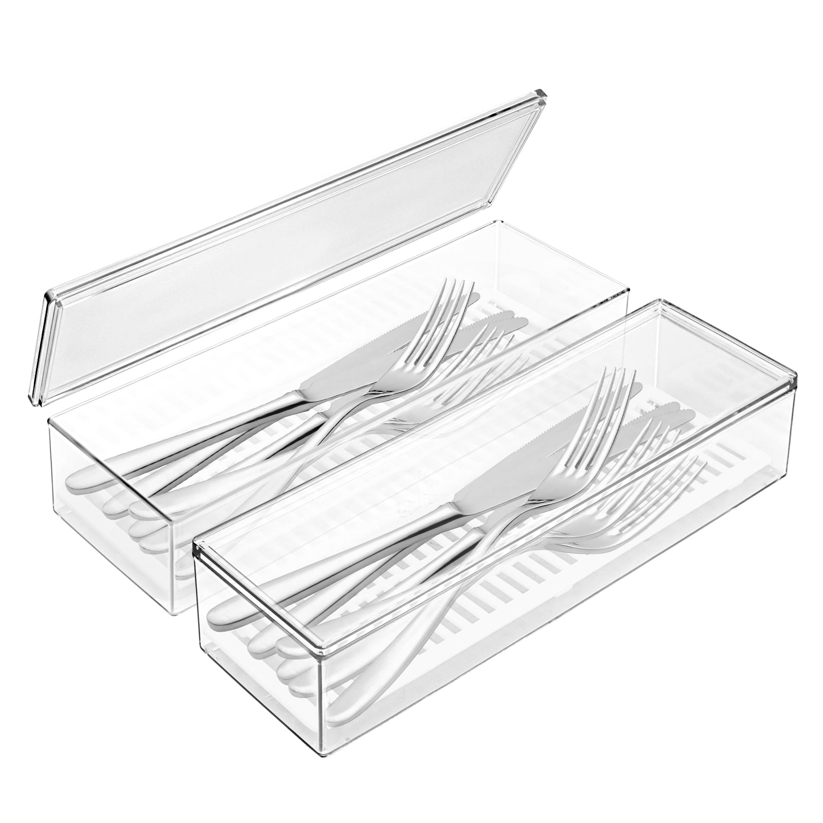 LELE LIFE 2 Pack Silverware Organizer with Lid and Drainer - Kitchen ...