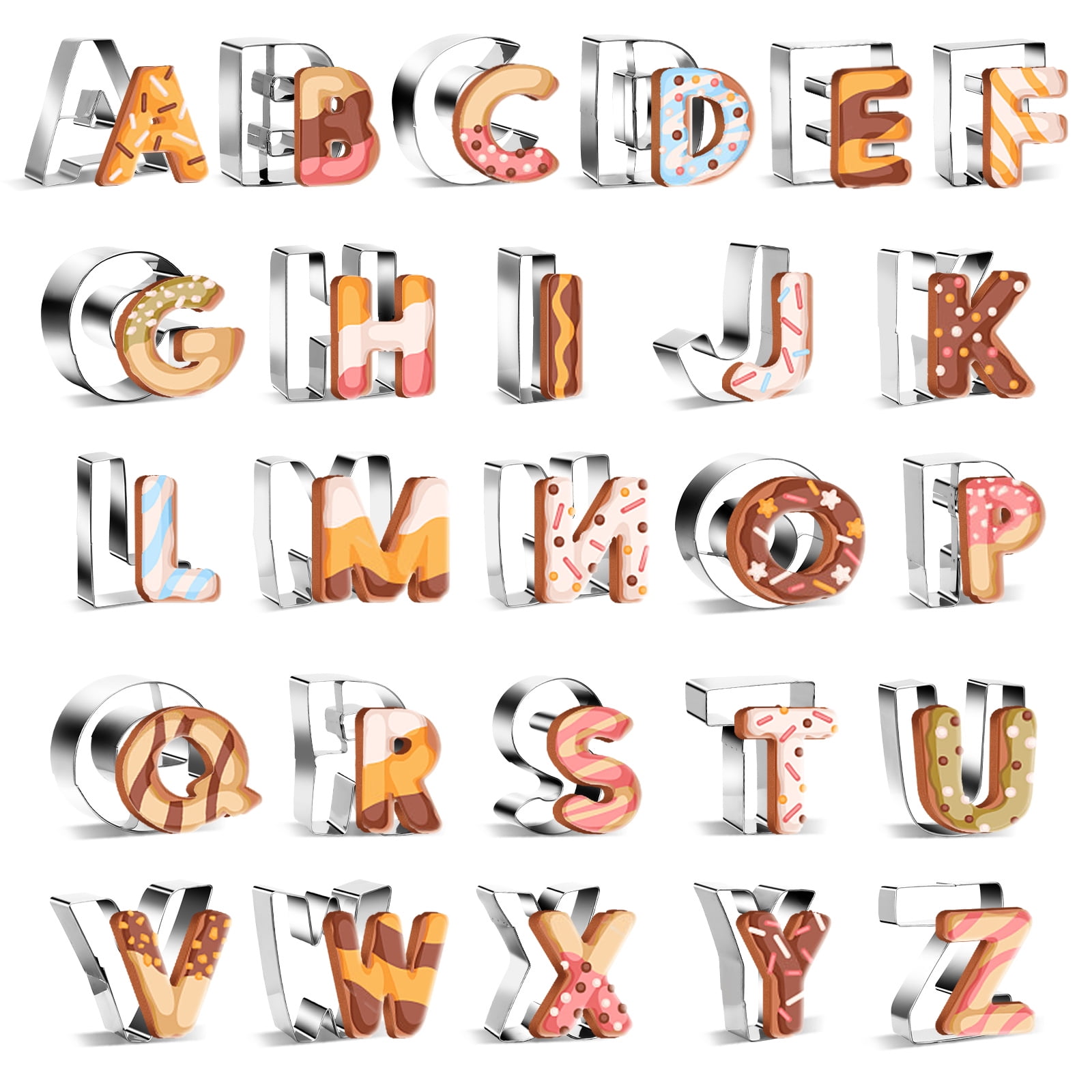 LELE LIFE 26Pcs Alphabet Letter Cookie Cutters Shapes Large 2.6in ...