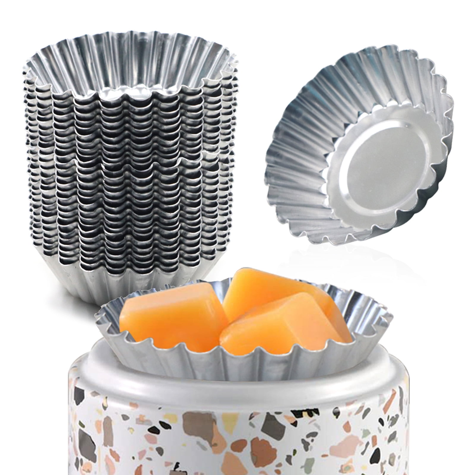 LELE LIFE 26Pcs Aluminum Alloy Heat Faster Wax Melt Warmer Liners, Reusable Leakproof Wax Melt ...