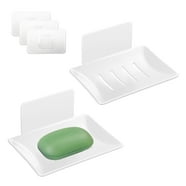 4 Pack White Bar Soap Saver Holder for Shower Self Draining Pads for ...