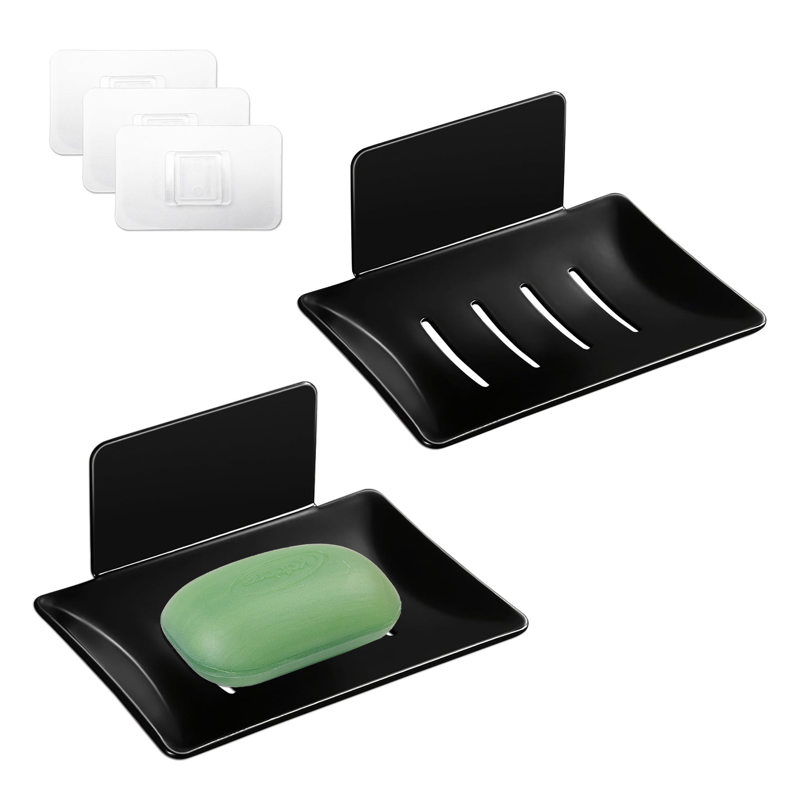 LELE LIFE Bar Soap Holder, Self Adhesive, 2 Soap Dishes for Shower Wall ...