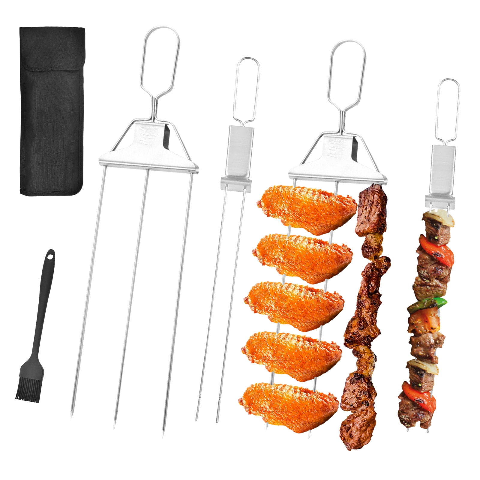 LELE LIFE 3-Prong & 2-Prong Skewers for Kabobs Set of 6, Stainless ...