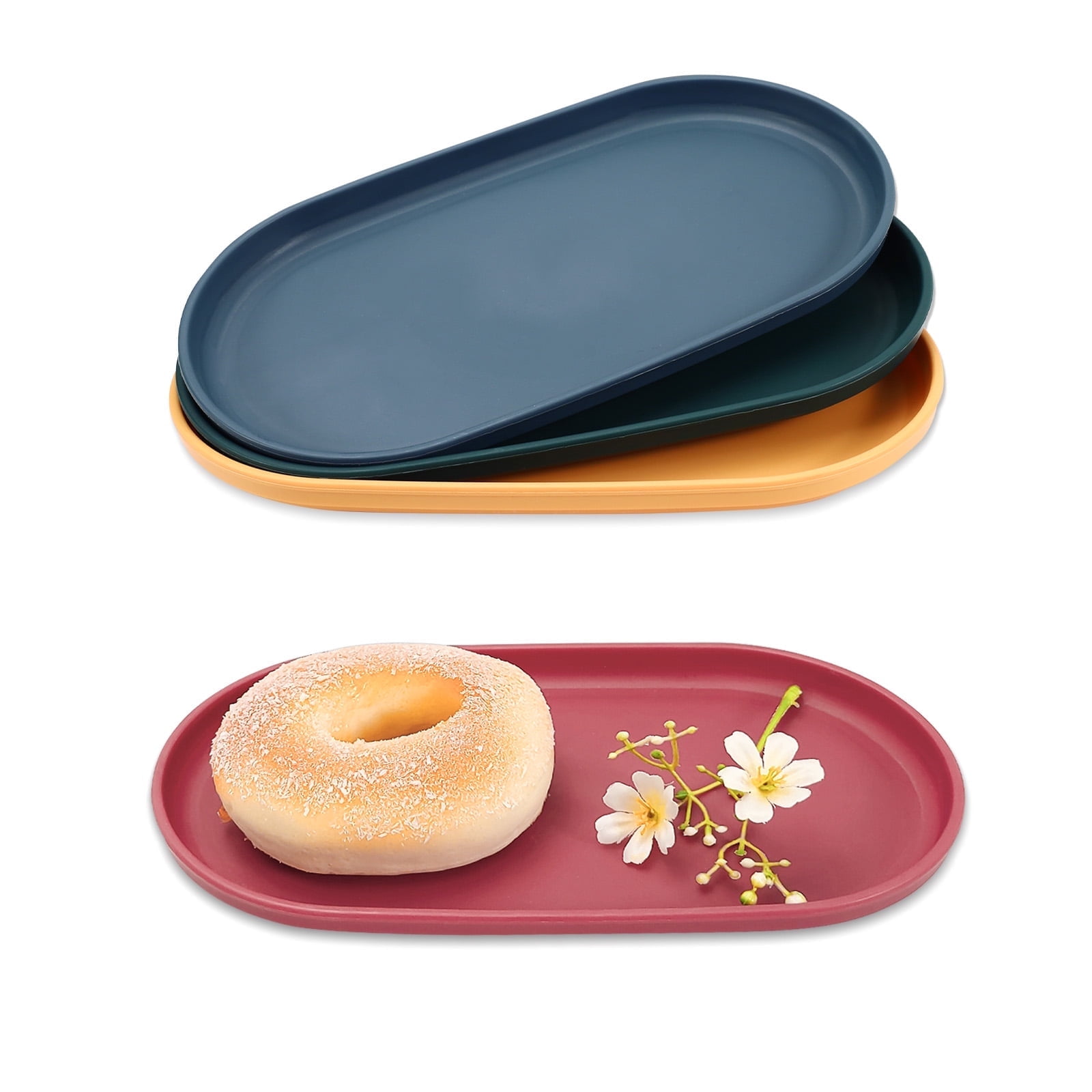 LELE LIFE 4Pcs Oval Serving Tray, 9.5 x 5.1in Reusable Plastic Tray ...