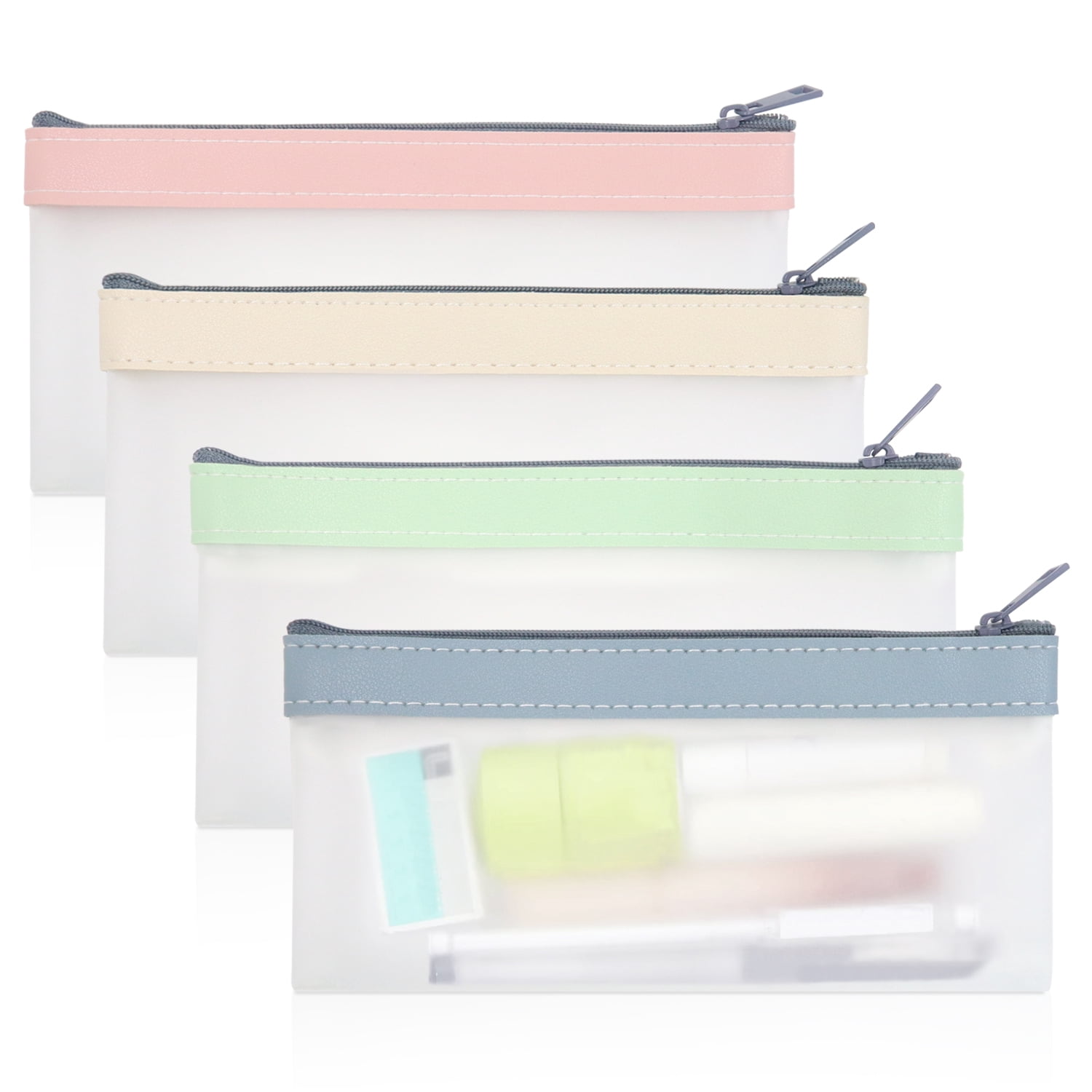 LELE LIFE 4pcs Clear Pencil Pouch, Super Soft TPU Pencil Case Pencil ...