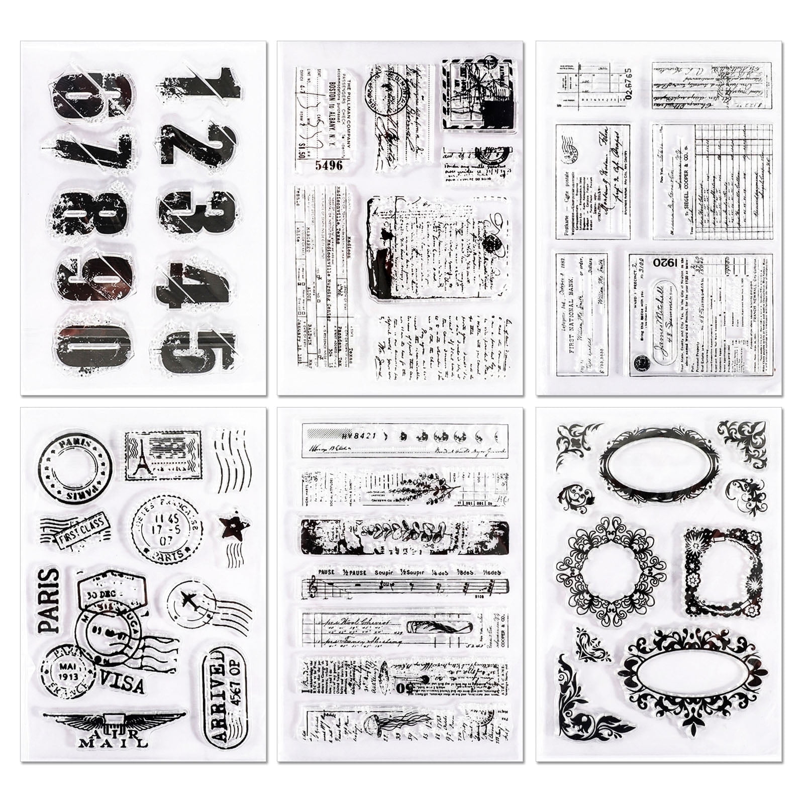 LELE LIFE 6 Sheets Vintage Clear Stamps, Retro Rubber Stamps ...