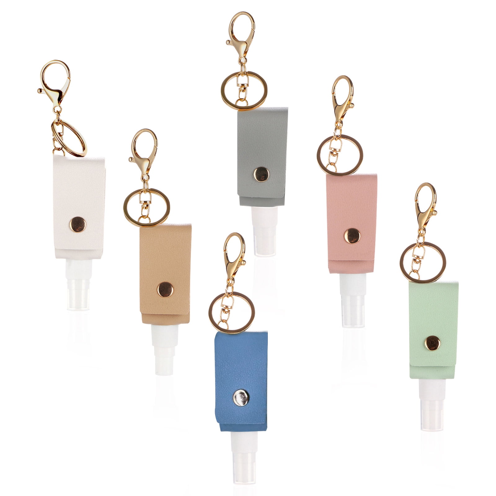 LELE LIFE 6Pcs Leather Travel Bottles Keychain Holder, Leakproof Bottle ...