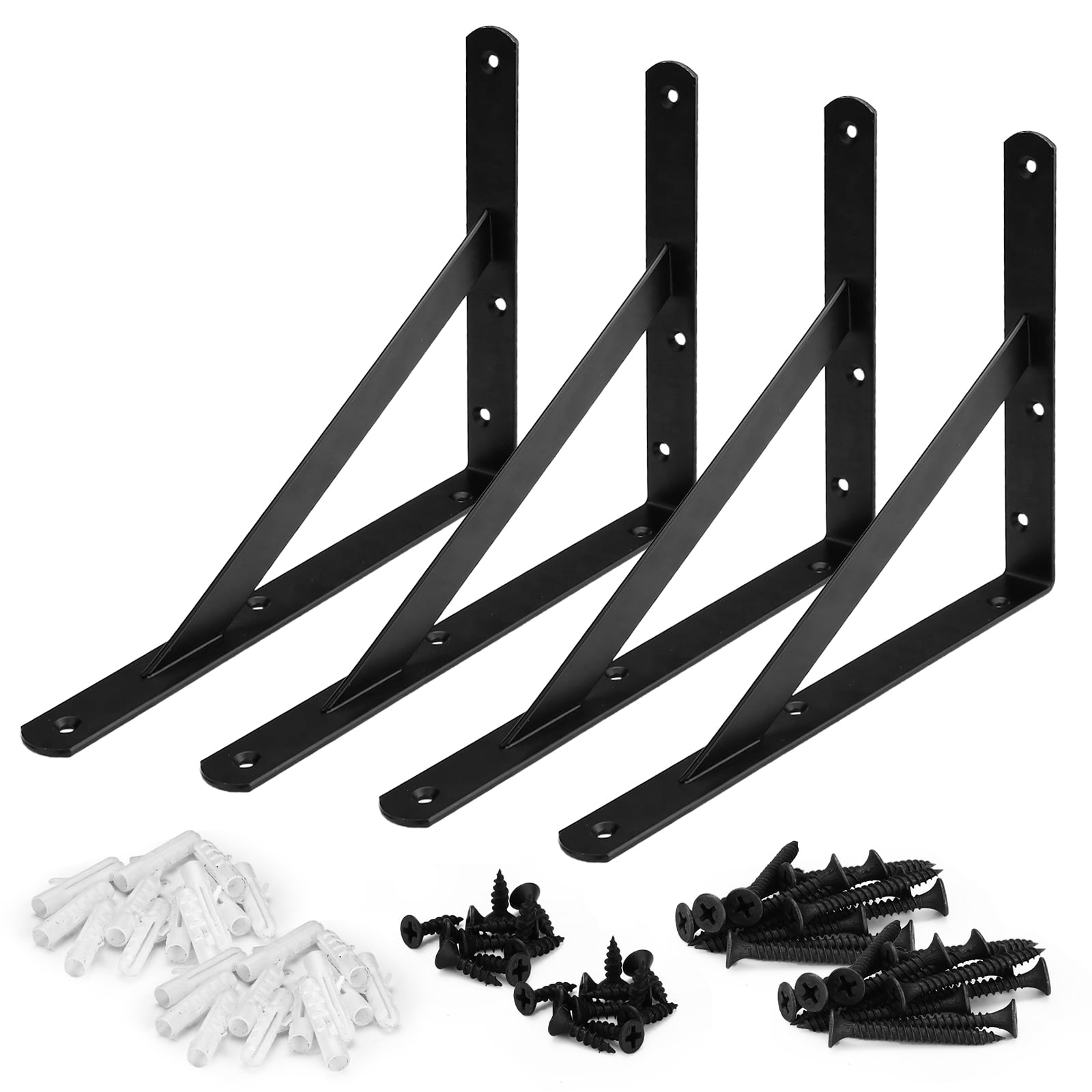 LELE LIFE Heavy Duty Shelf Brackets, 10 x 8 in Large Wall Mount L Steel ...