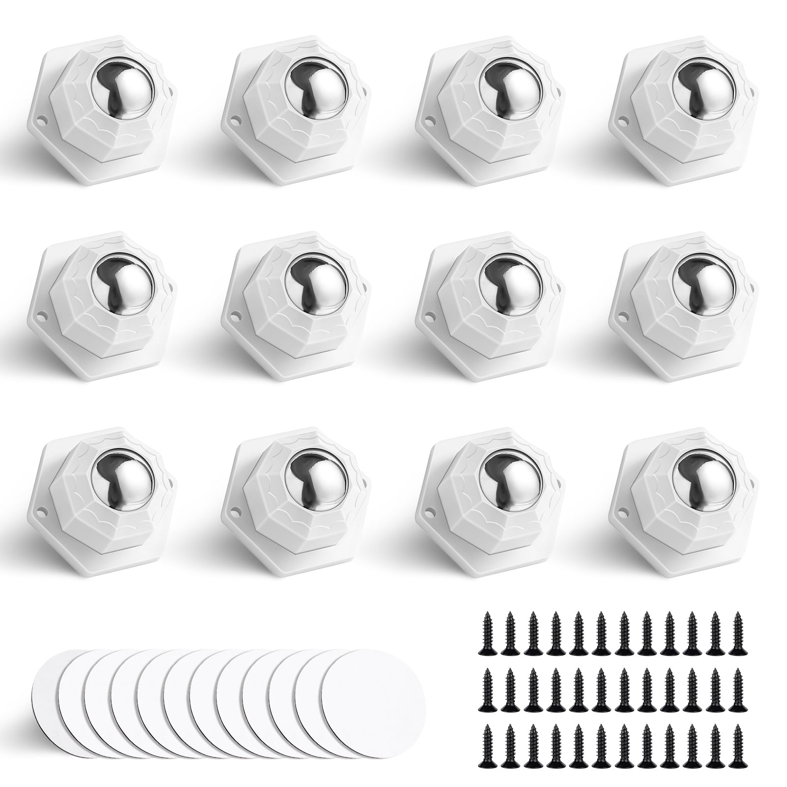 LELE LIFE Self Adhesive Caster Wheels with Large Steel Ball, Mini ...