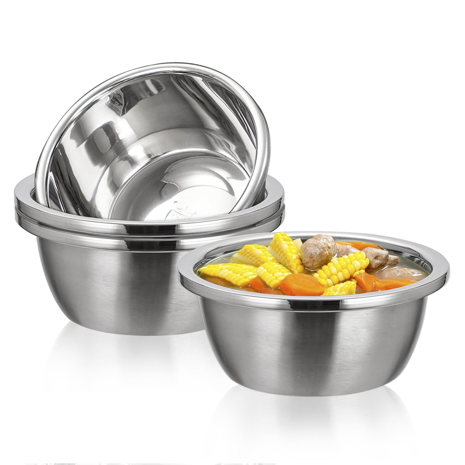 LELE LIFE Stainless Steel Bowl Set of 4, Thick 18/8 Stainless Salad ...