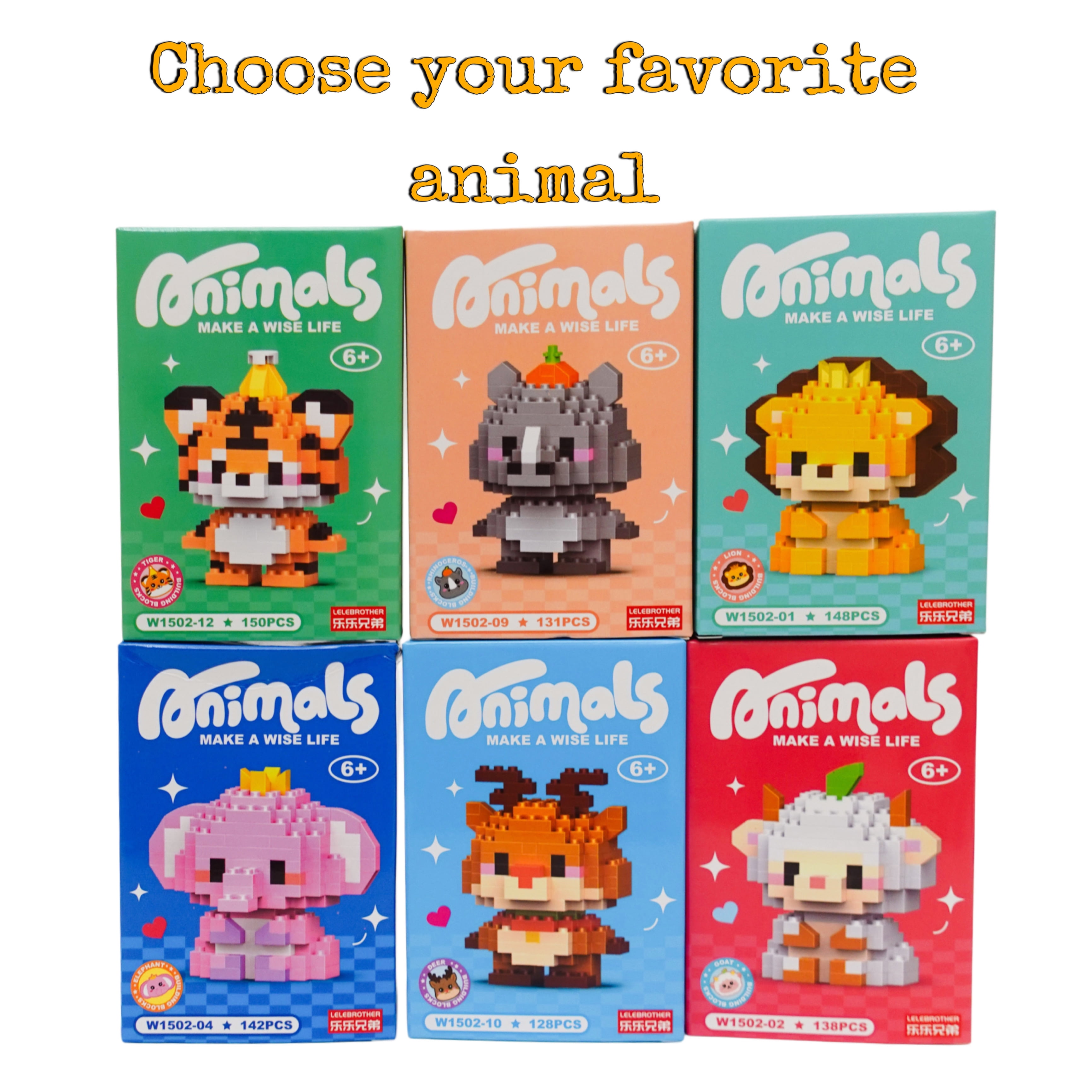 LELEBROTHER Animals Building Blocks Set - 6 Pack - Walmart.com