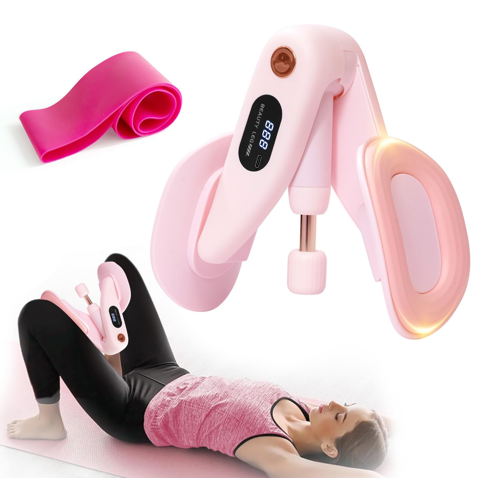 LELEE 2025 Upgraded Thigh Master LED Pelvic Floor Exercise Device, 10-78LB Inner Thigh Exerciser ...