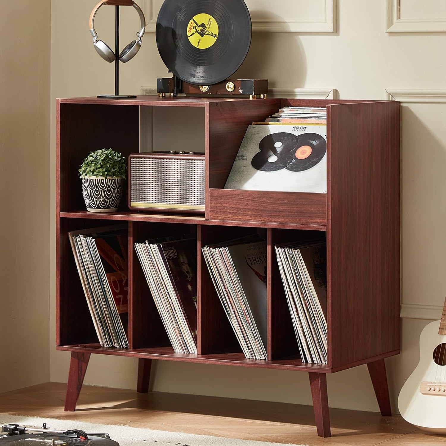 LELELINKY Large Record Player Stand, Turntable Stand with Storage ...