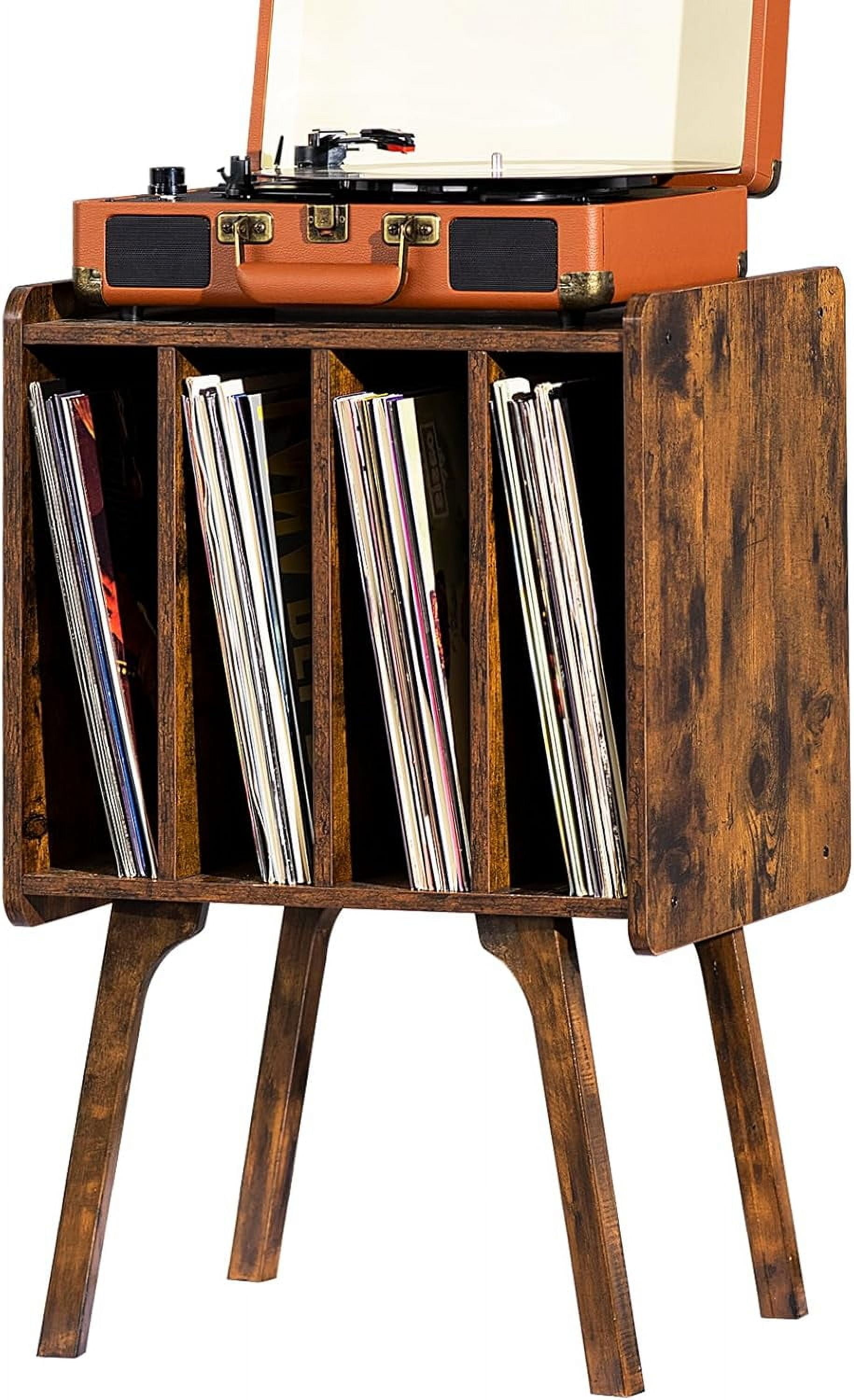 LELELINKY Record Player Stand,Vinyl Record Storage Table with 4 Cabinet ...