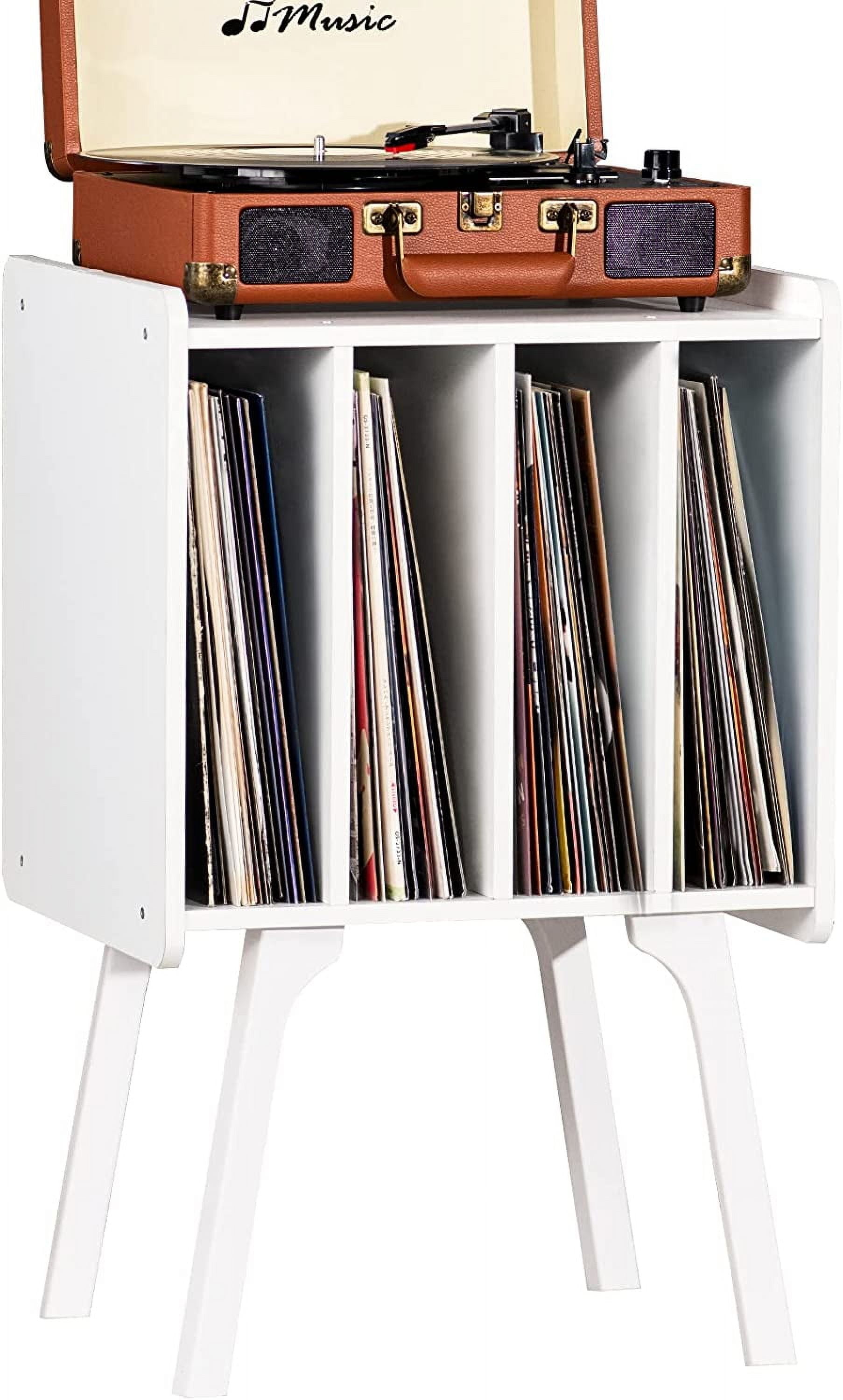 LELELINKY Record Player Stand,Vinyl Record Storage Table with 4 Cabinet ...