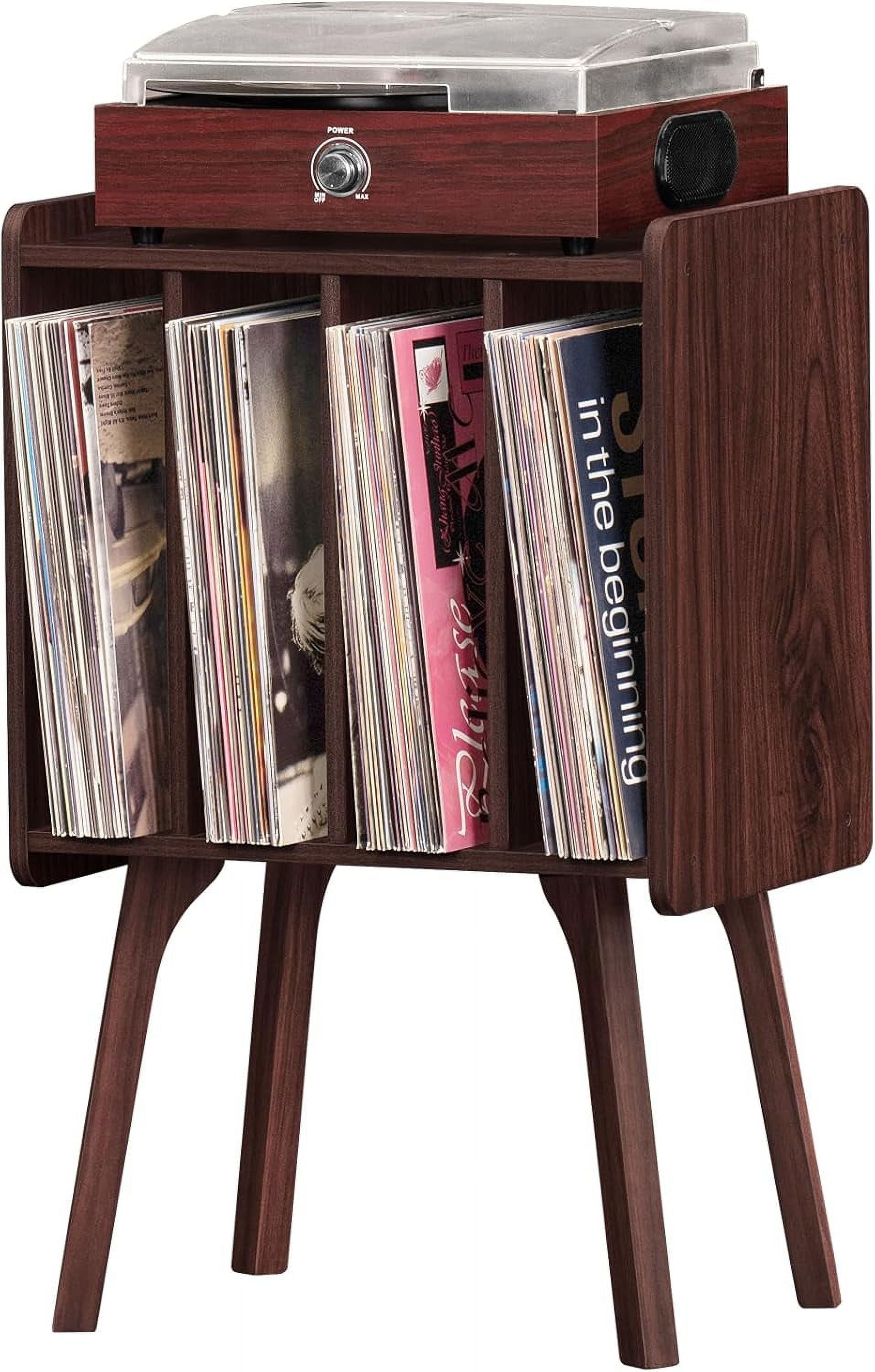 LELELINKY Small Record Player Stand - Width 11.7 in,Walnut Vinyl Record ...