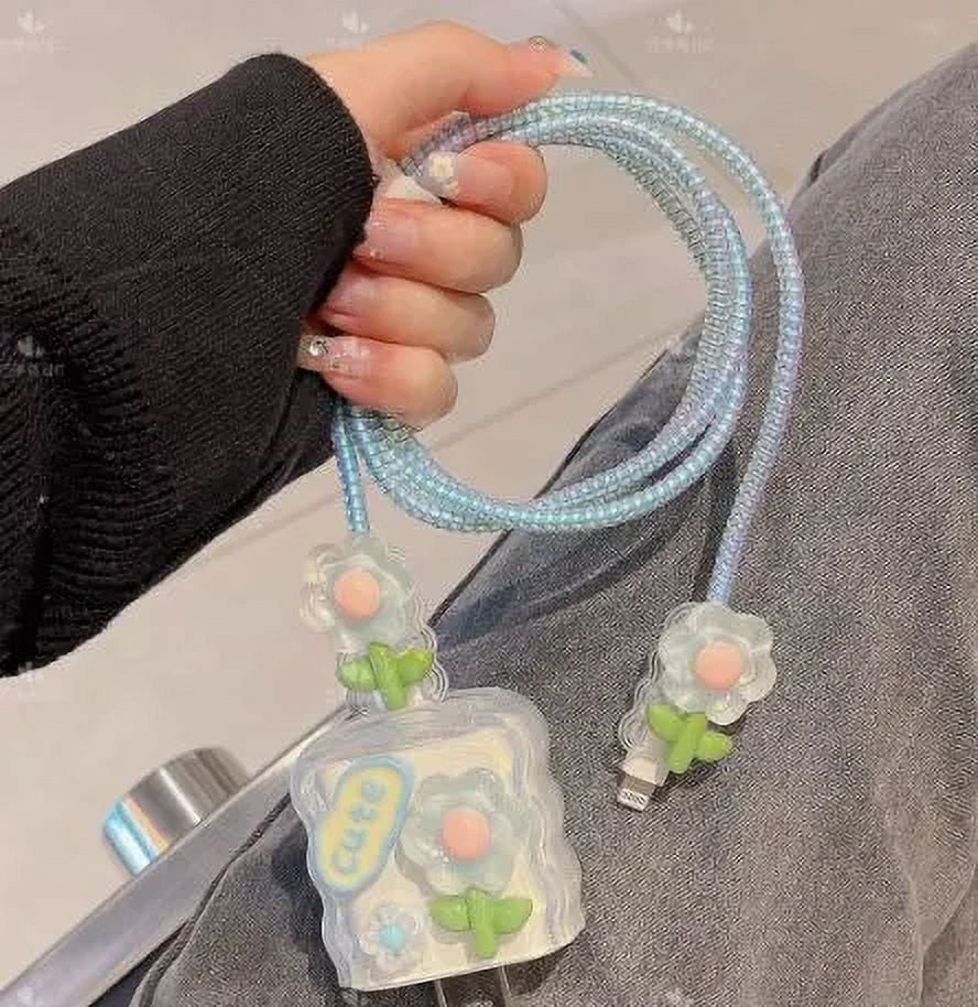 LELINKER Cute Data Cable Protector for iPhone 18w/20W Charger, Silicone ...