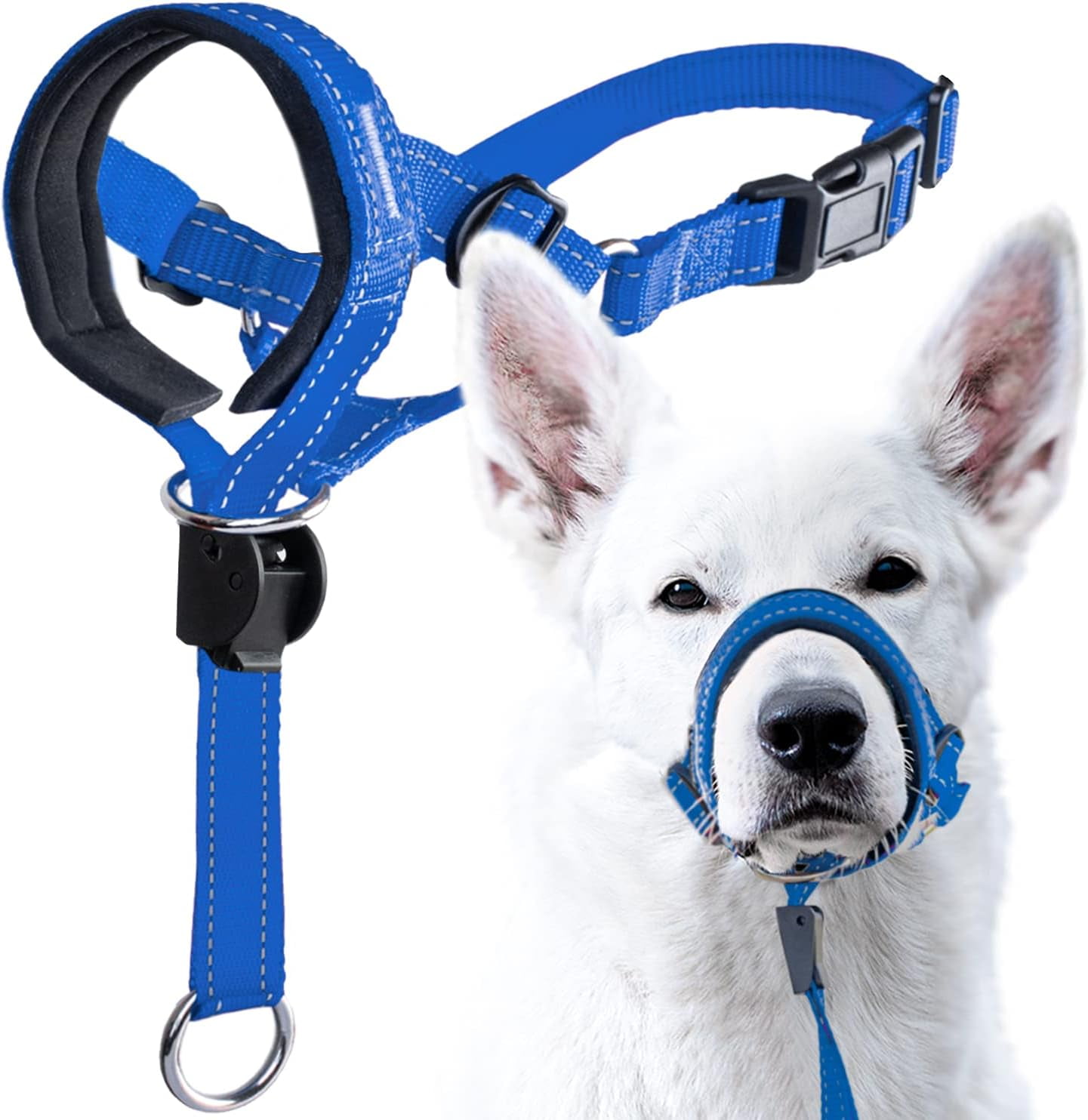 LELINKER Dog Head Halter with Safety Strap, Reflective Muzzle Leash ...