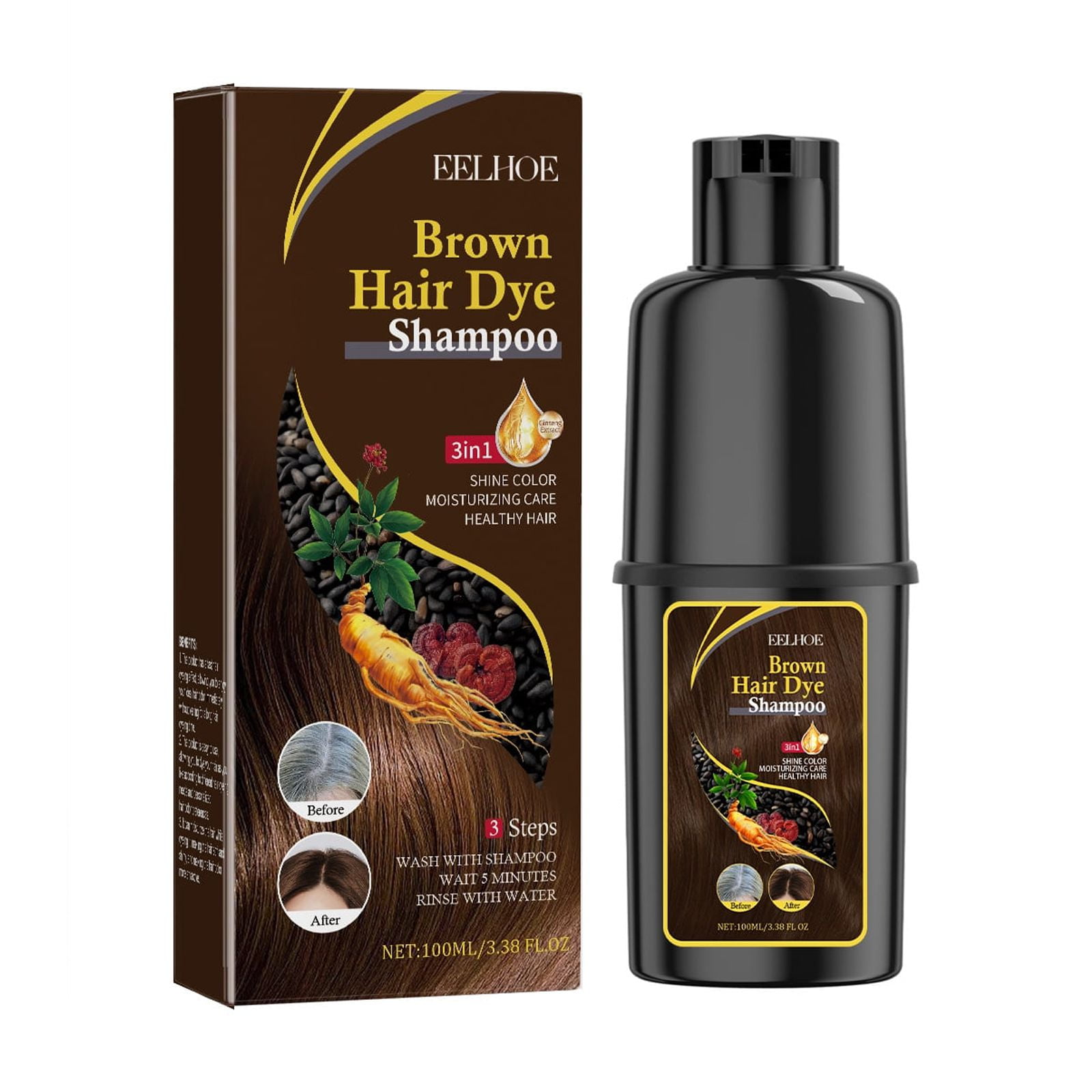 LELINKER Hair Dye shampoo, Instant 3 in 1 Hair Color Shampoo Long ...