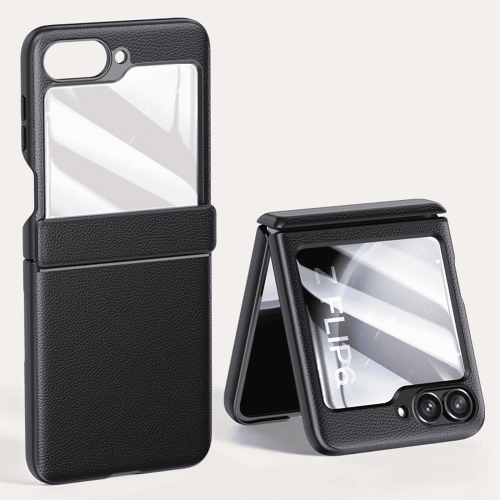 LELINKER for Samsung Galaxy Z Flip 6 Case with Screen Protector Leather ...
