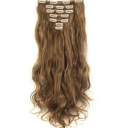LELINTA 24" Curly Wave Clips in Synthetic Hair Extensions Hair pieces ...