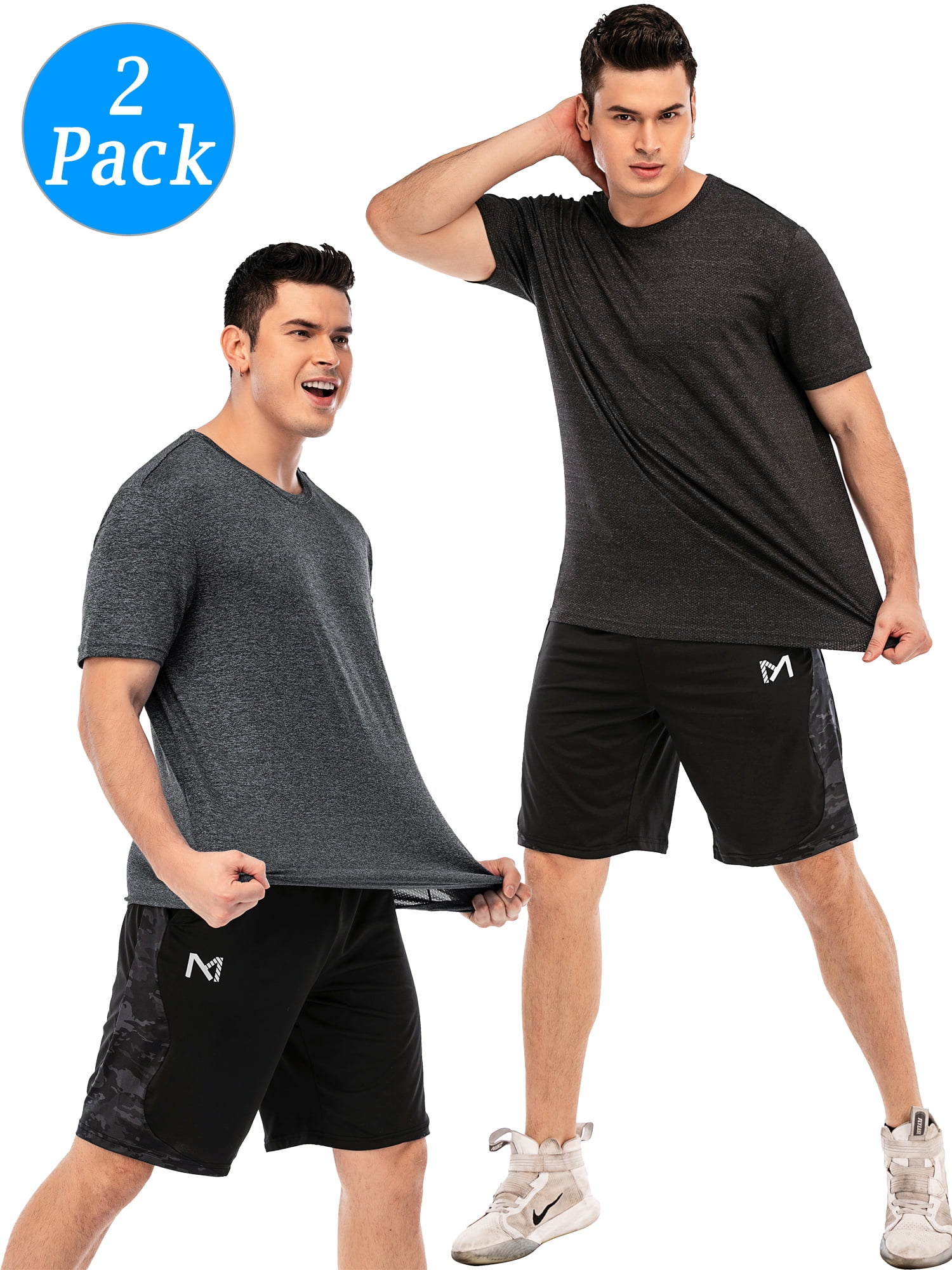 LELINTA 2Pack or 1Pack Men's Athletic Wear Short Sleeve Core Shirt ...
