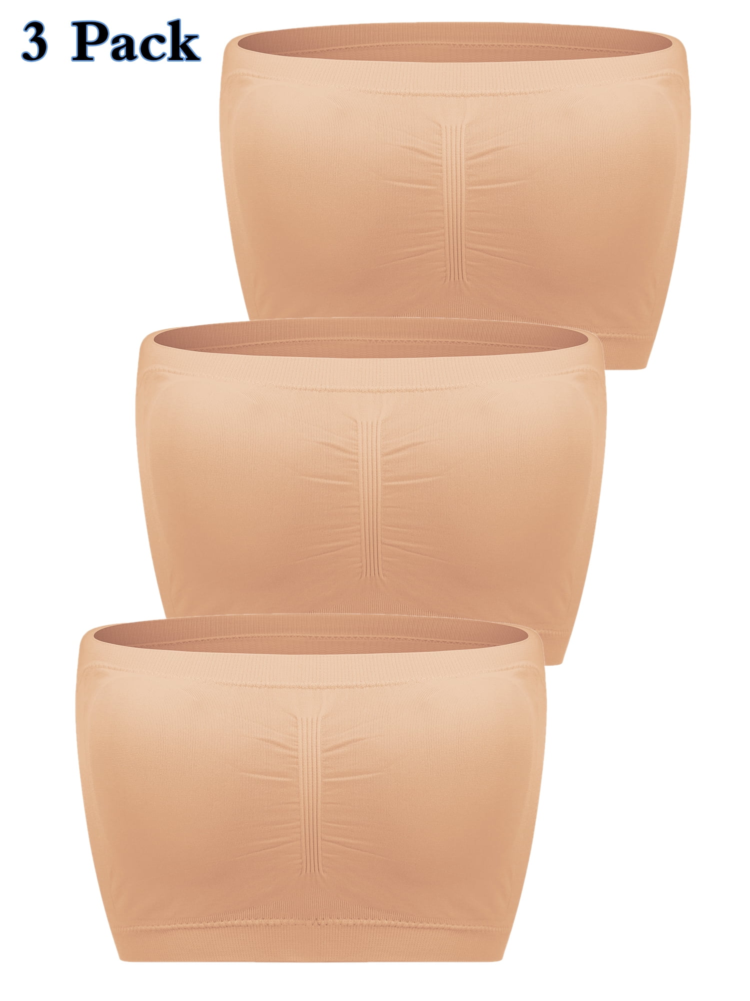 LELINTA 3 Pieces Strapless Bandeau Bra, Seamless Bralettes Stretchy ...