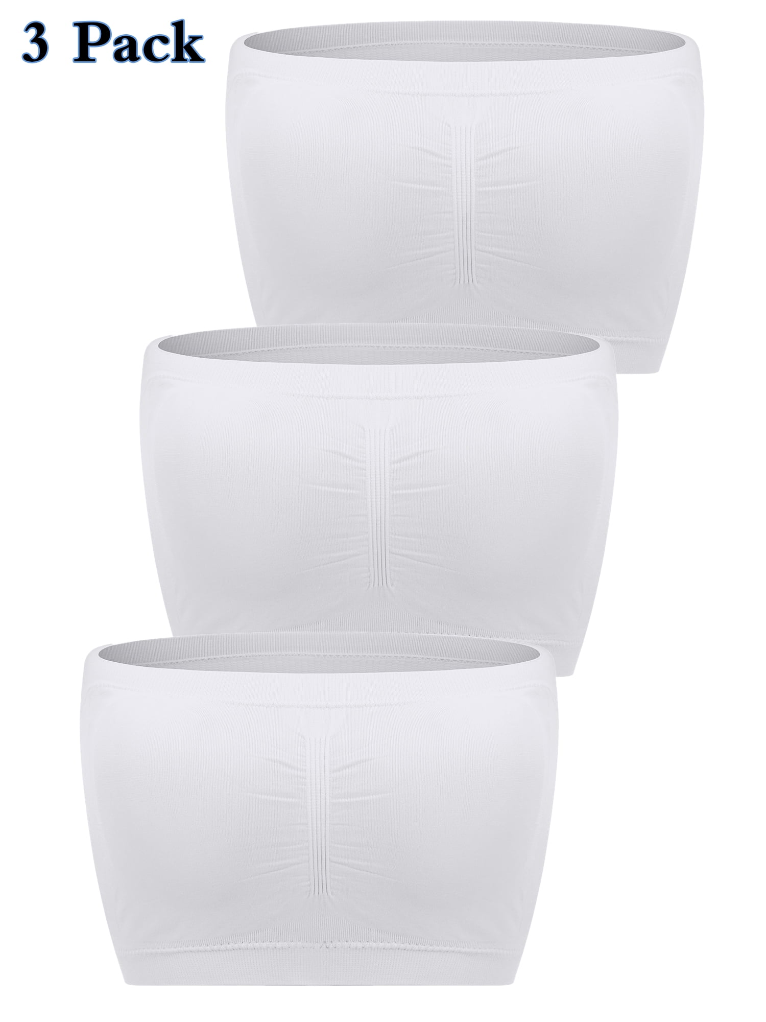 LELINTA 3 Pieces Stretchy Strapless Bras Tube Top Bandeau Bras Multi ...