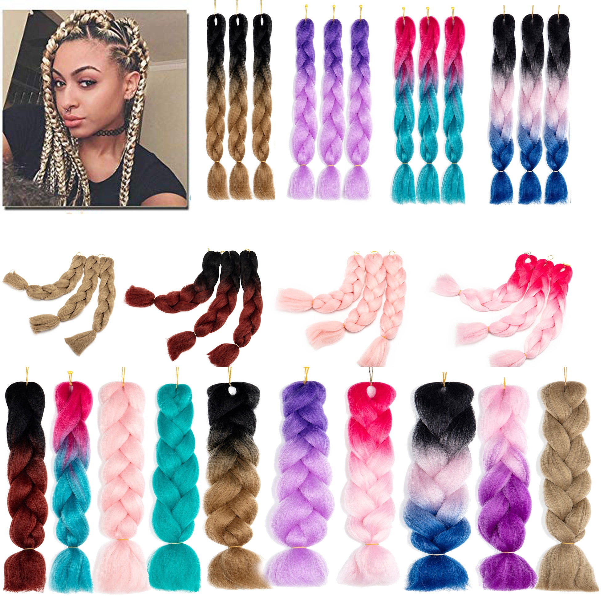 LELINTA 3pcs Synthetic Braiding Hair Bundles Kanekalon Hair Salon ...