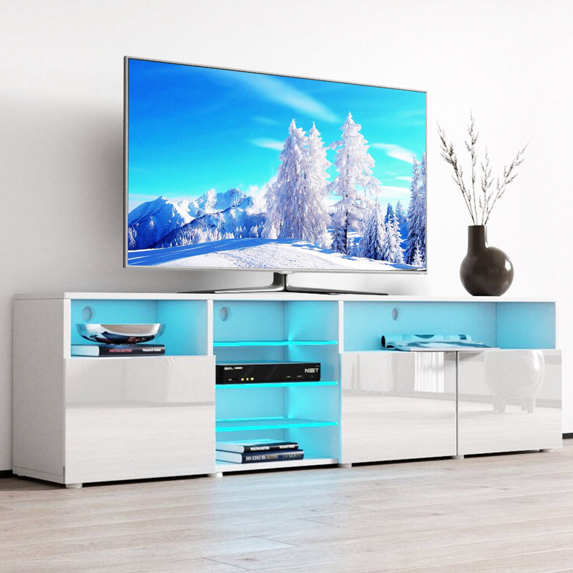LELINTA 70in White TV Stand for 75/80 inch TV,Modern LED TV Stand,High ...