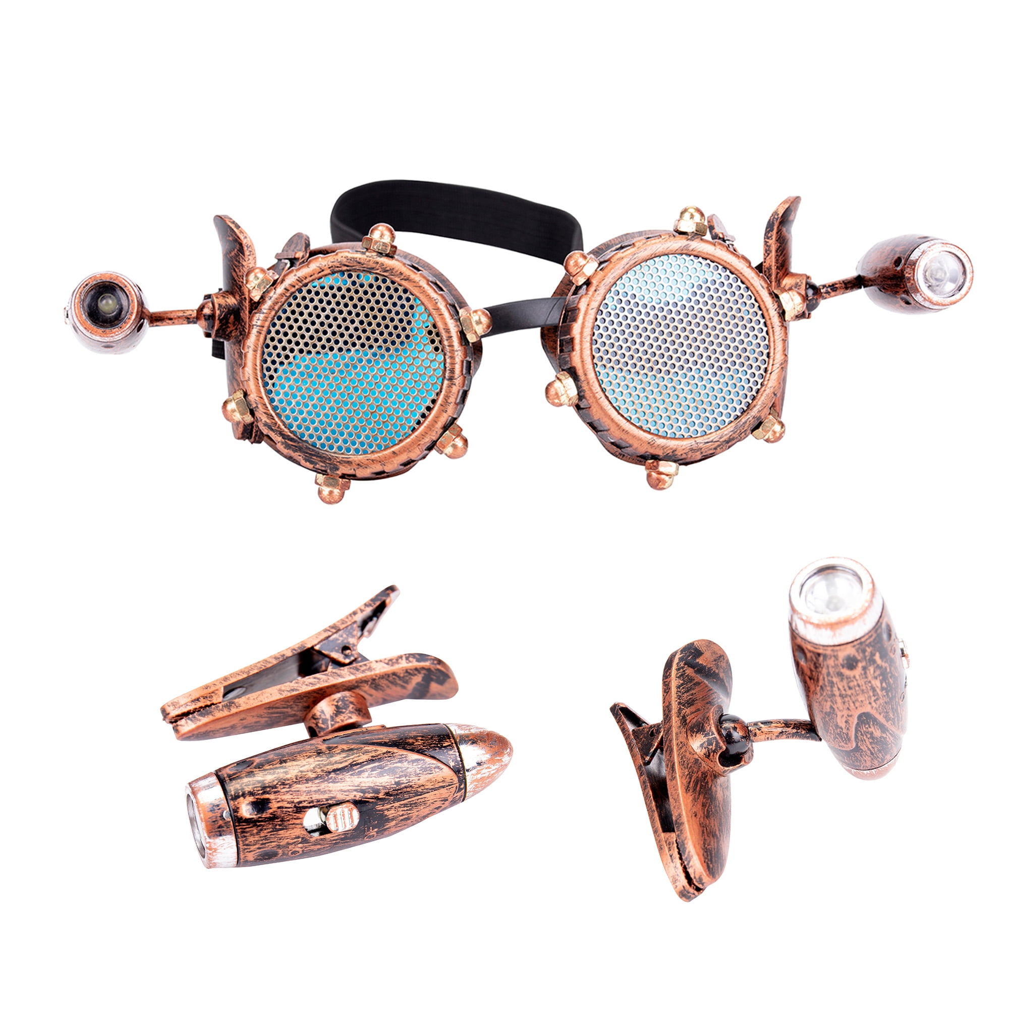 Lelinta Barbed Wire Led Light Steampunk Goggles Rainbow Kaleidoscope Sunglasses Special Lens