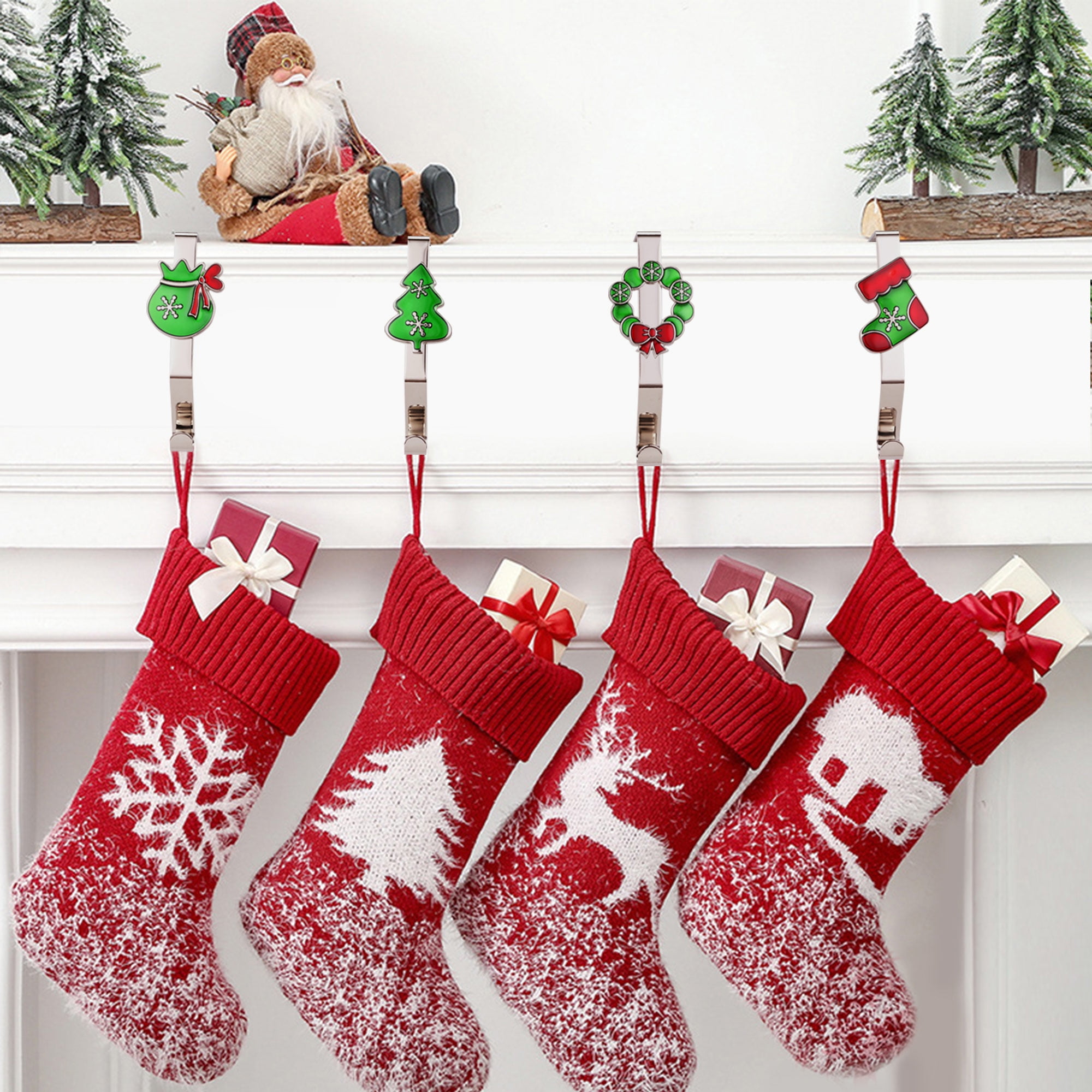 LELINTA Christmas Stocking Holder- Stocking Holders for Mantle Set of 4 ...