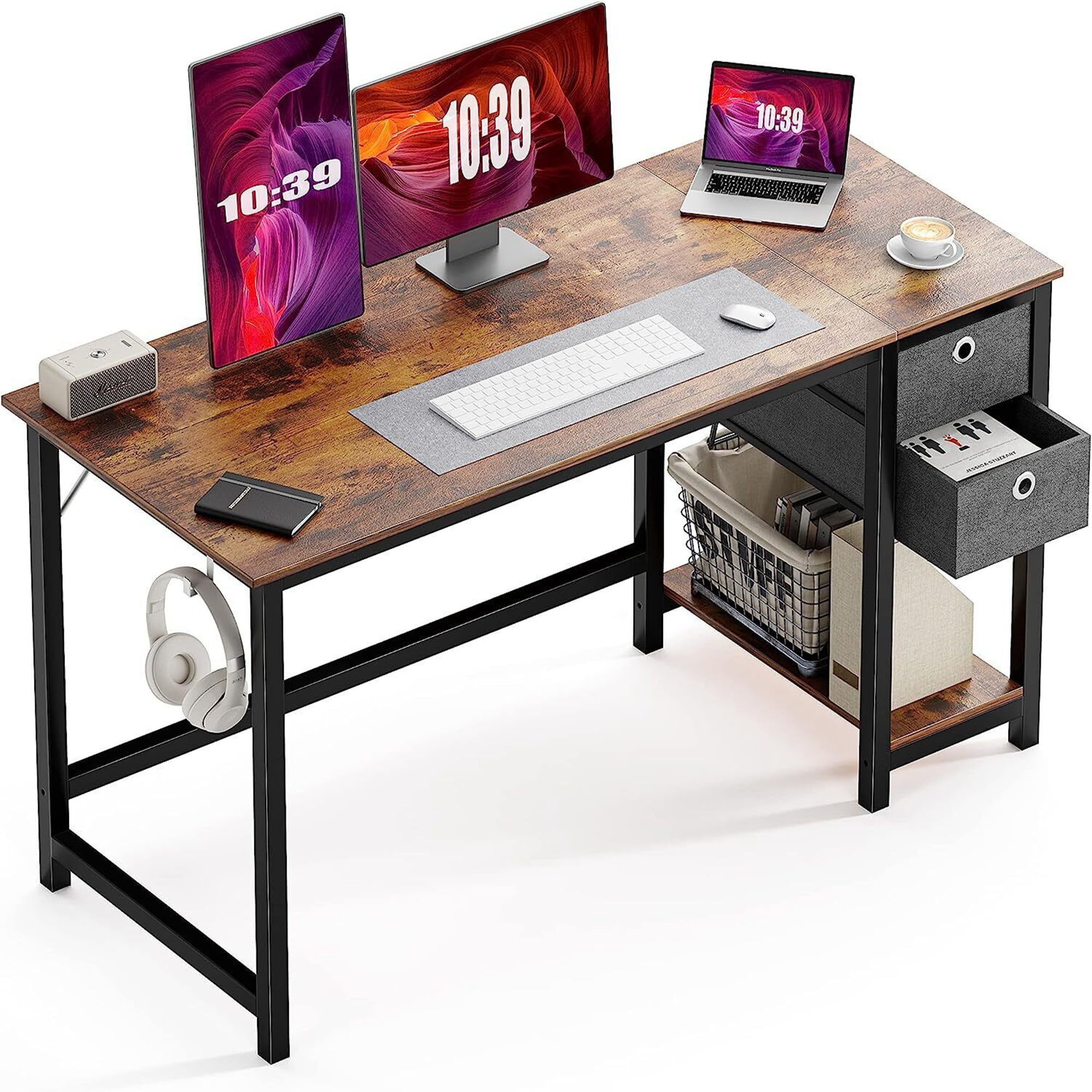 LELINTA Industrial Computer Desk 40-55", Home Office Desk with Printer ...