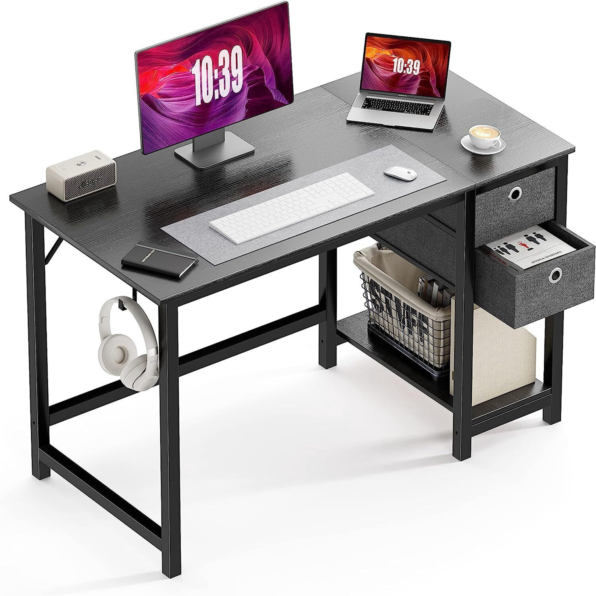 LELINTA Computer Desk - Gaming Desk, Home Office Desk with Storage ...