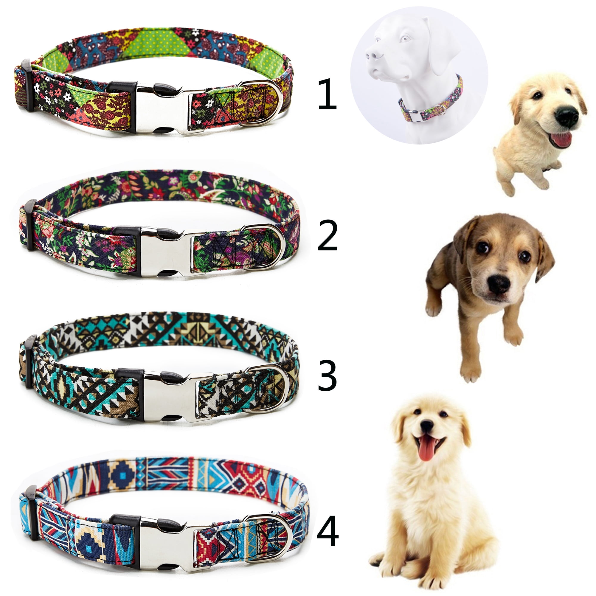 LELINTA Dog Collar Soft & Comfy Pattern Flower Print Adjustable Pet ...