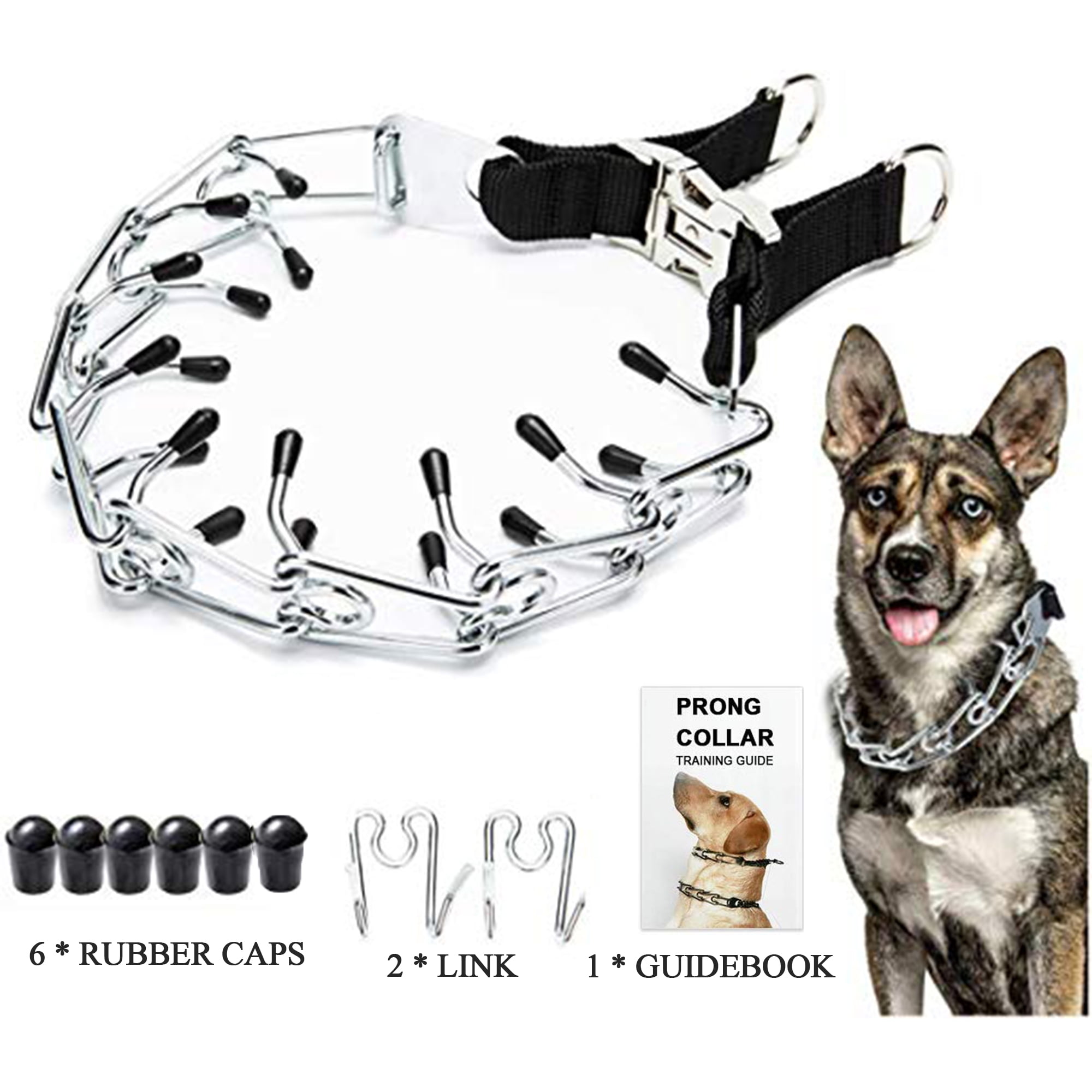 LELINTA Nylon Metal Leash Dog Prong Collar, Quick Release Training ...