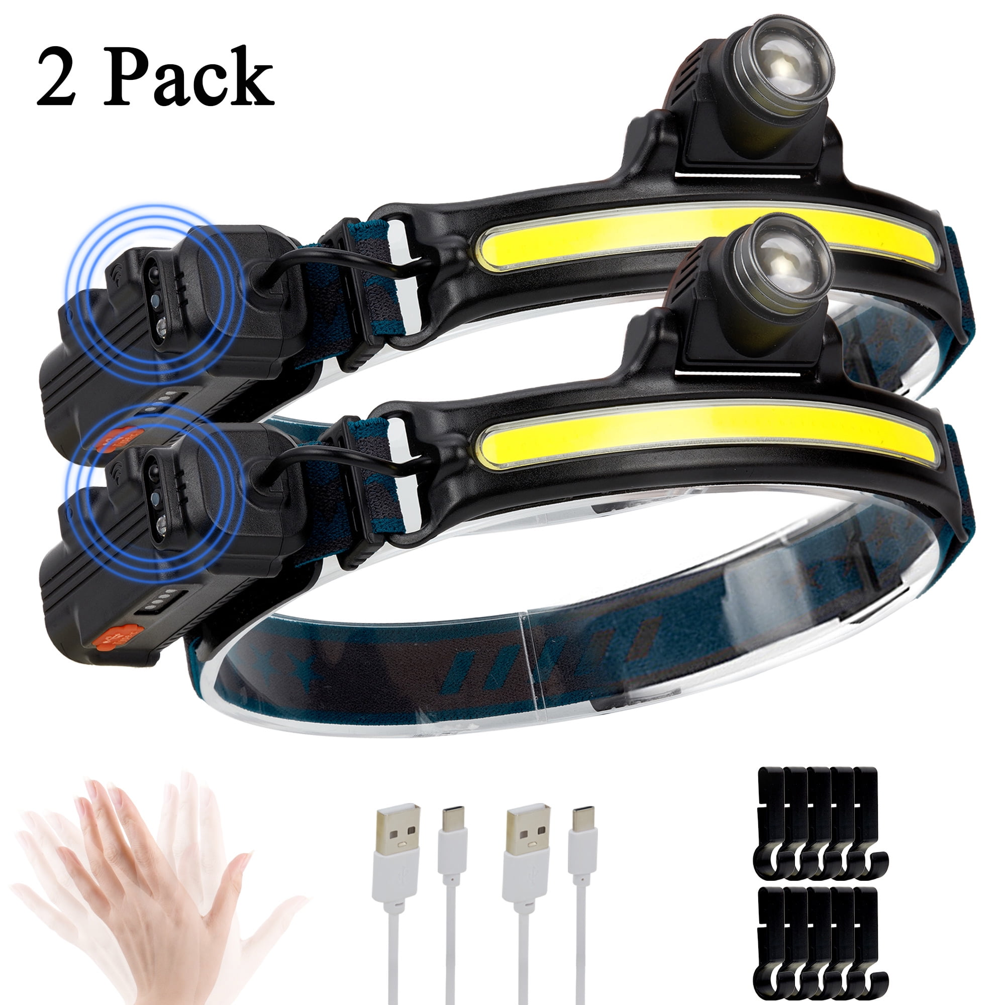 LELINTA Focus LED Headlamp Rechargeable, 6 Modes Head Lamp with Motion ...