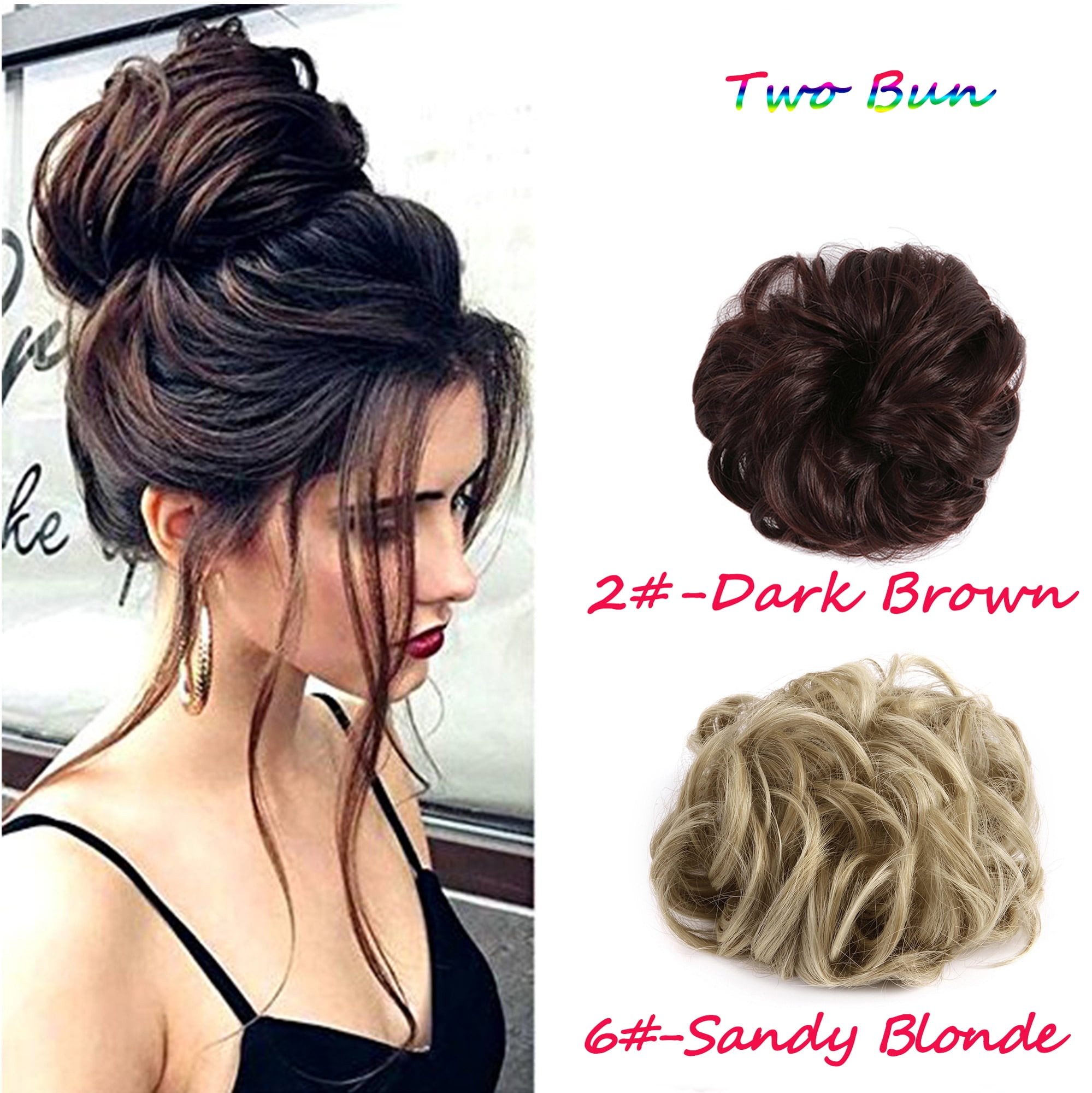 LELINTA Hair Bun Extensions Wavy Curly Messy Hair Extensions Donut Hair ...