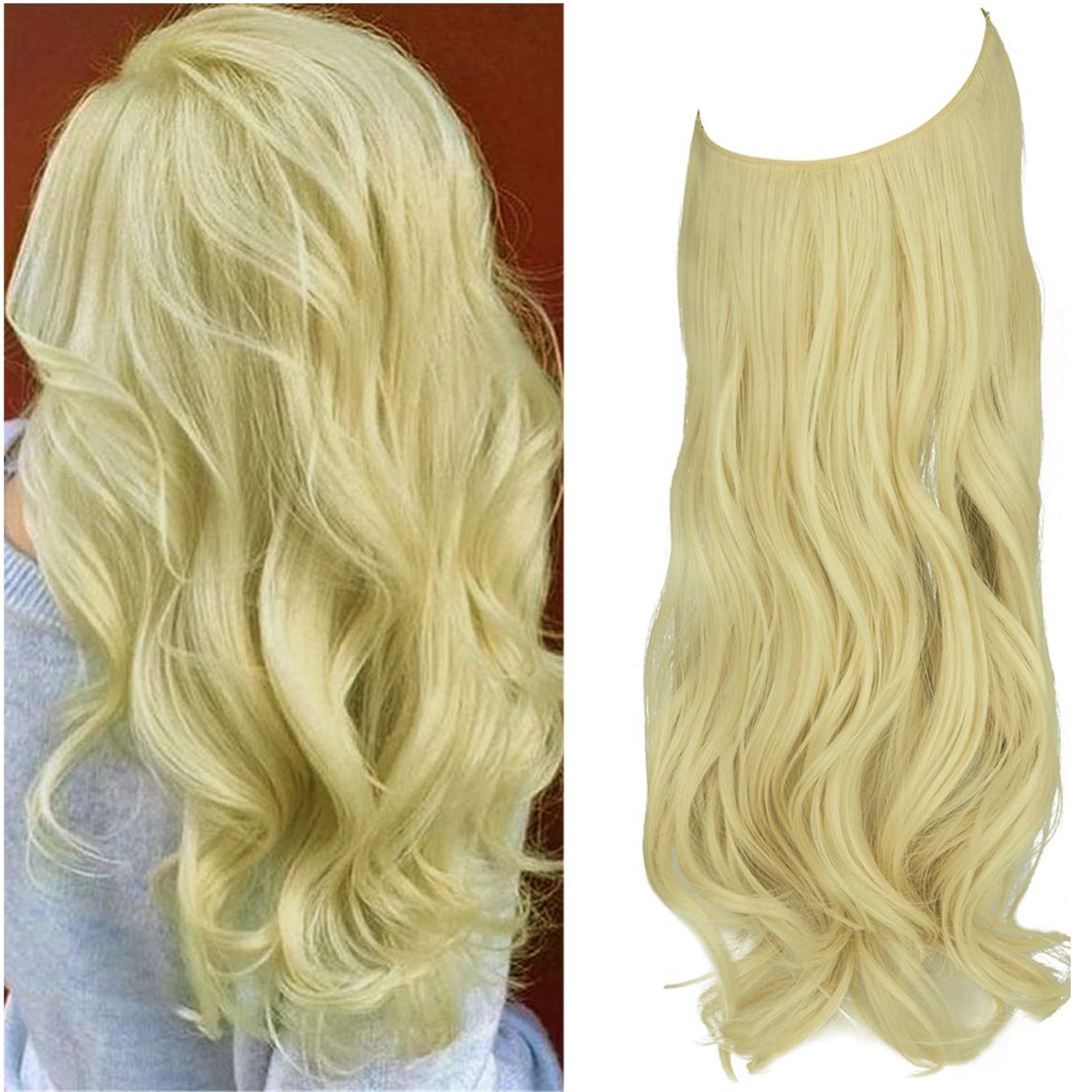 LELINTA Hair Extensions with Invisible Transparent Wire Adjustable No ...