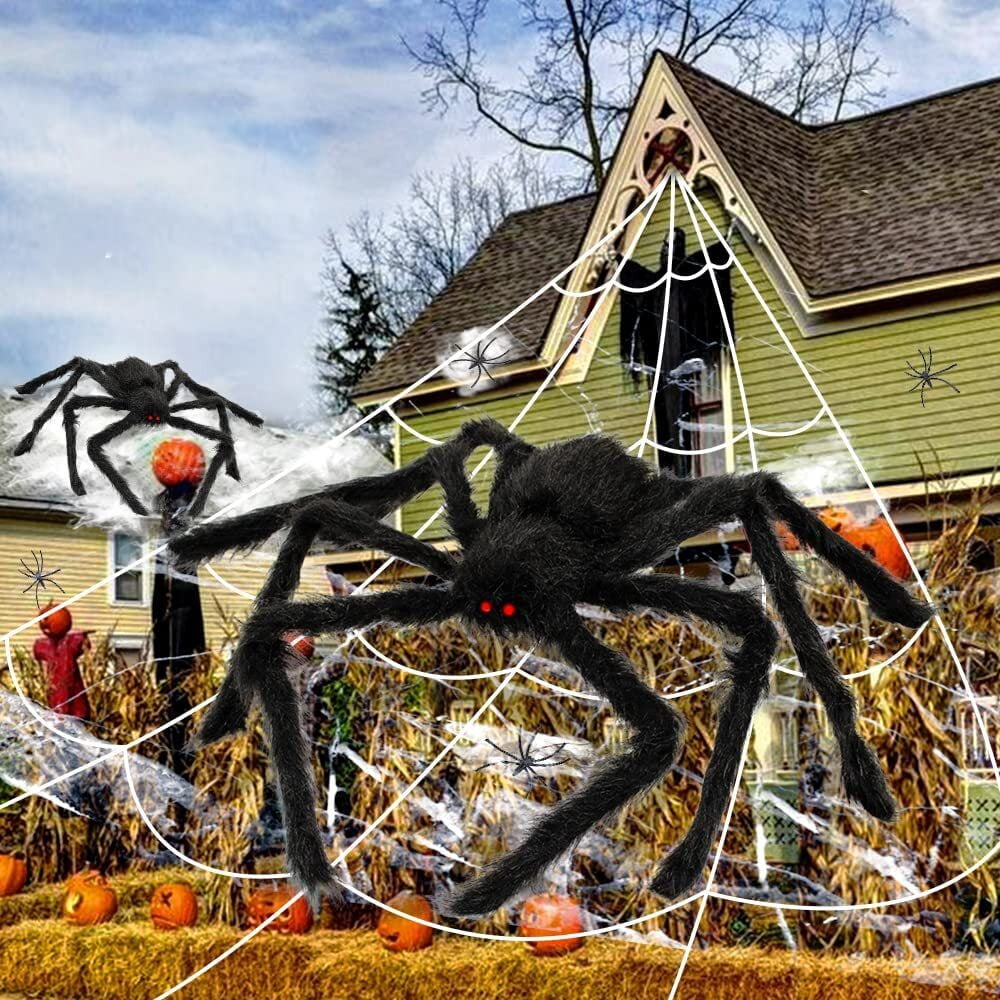 LELINTA Halloween Decorations Spider Web Triangular 16.4ft Giant Spider ...