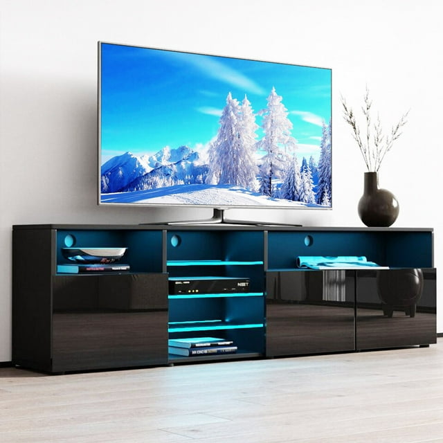 LELINTA LED TV Cabinet TV Stand, 65/70 inch Media Console with LED ...