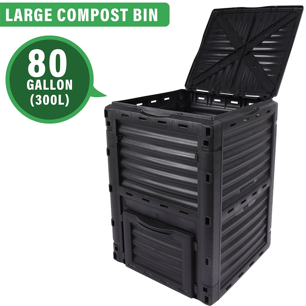 LELINTA Large Garden Compost Bin, 80 Gallon (300L) Composter Box with ...