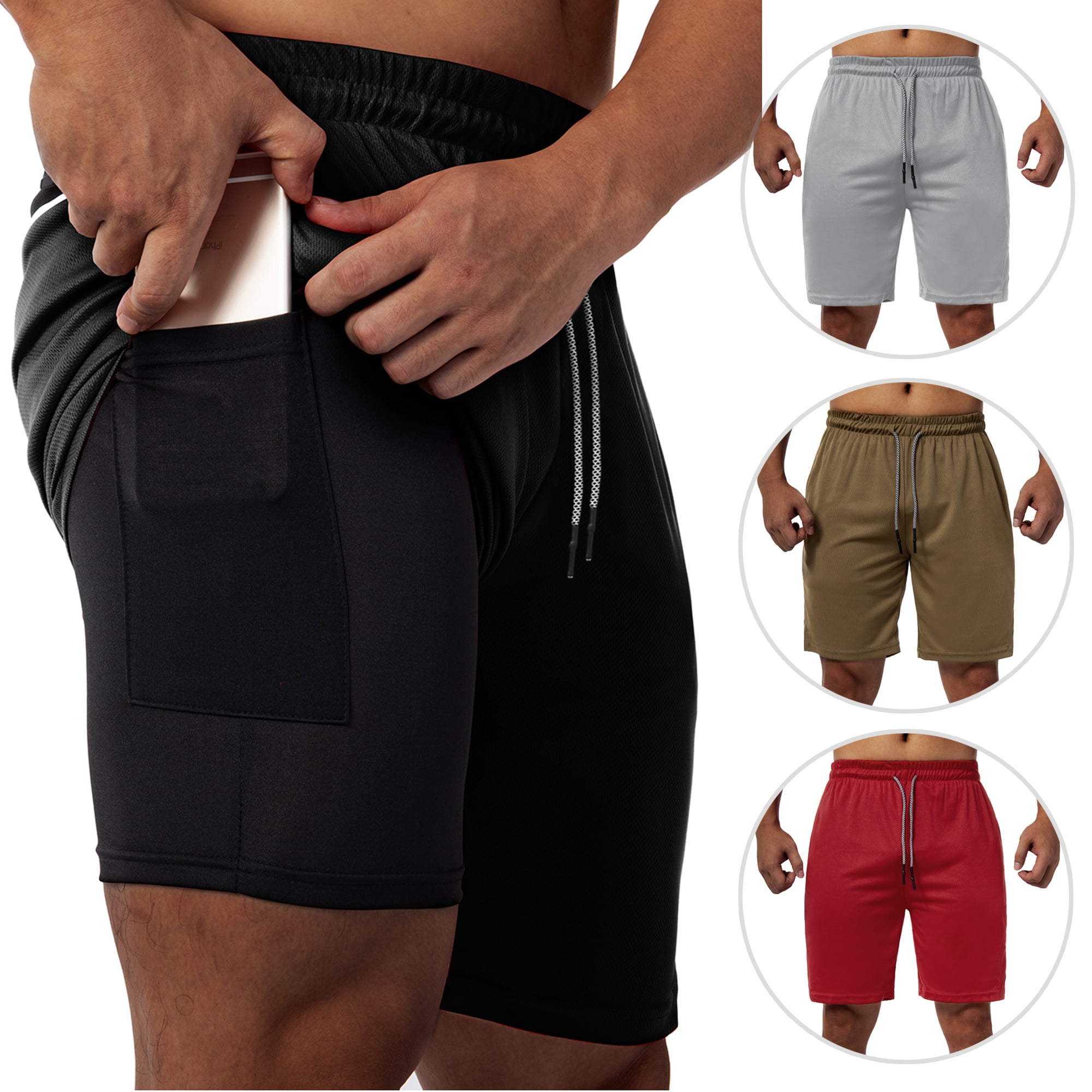 LELINTA Men's 2-in-1 Sports Training Bodybuilding Summer Shorts Workout ...
