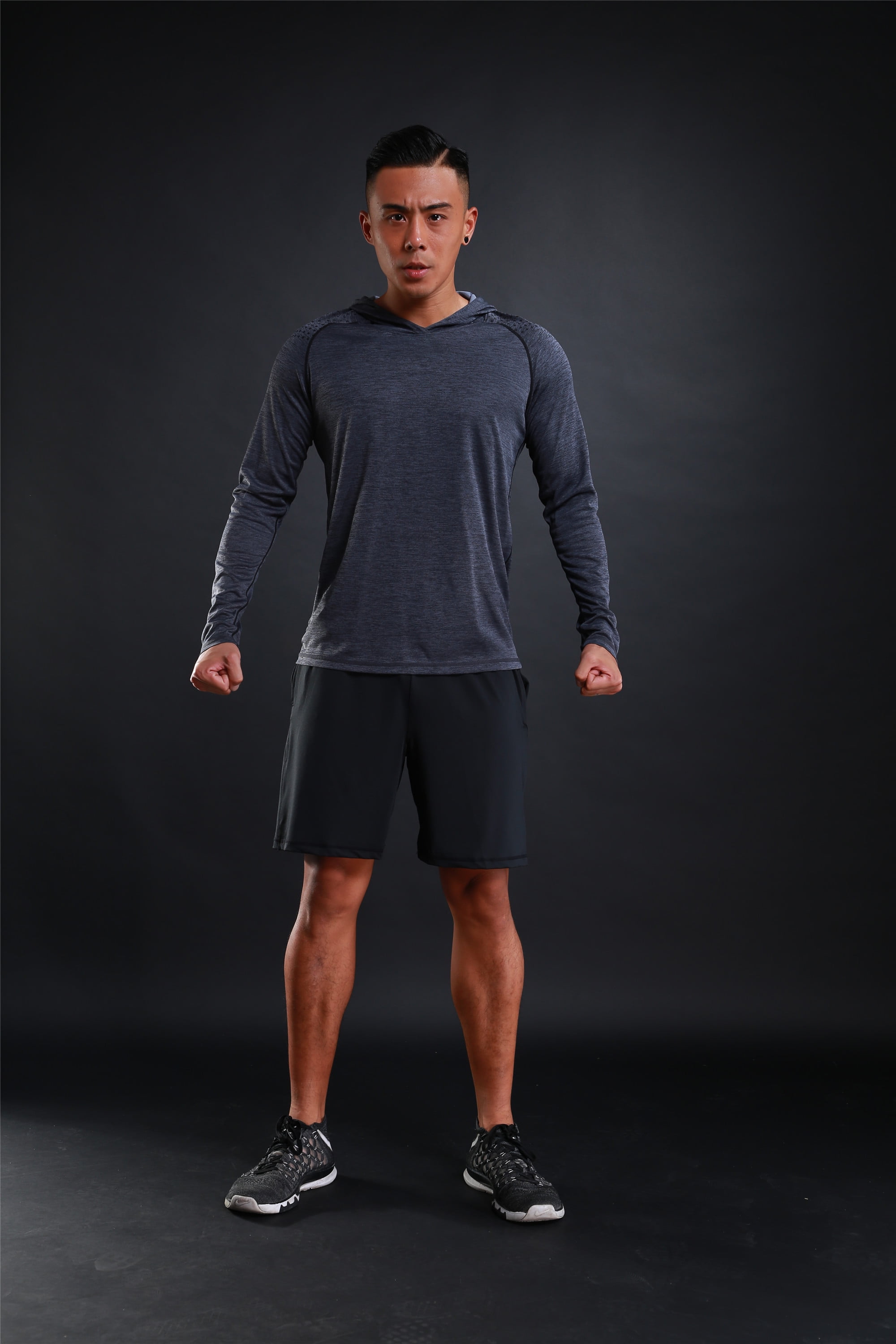 LELINTA Mens Gym Workout Active Muscle Bodybuilding Long Sleeve Casual ...