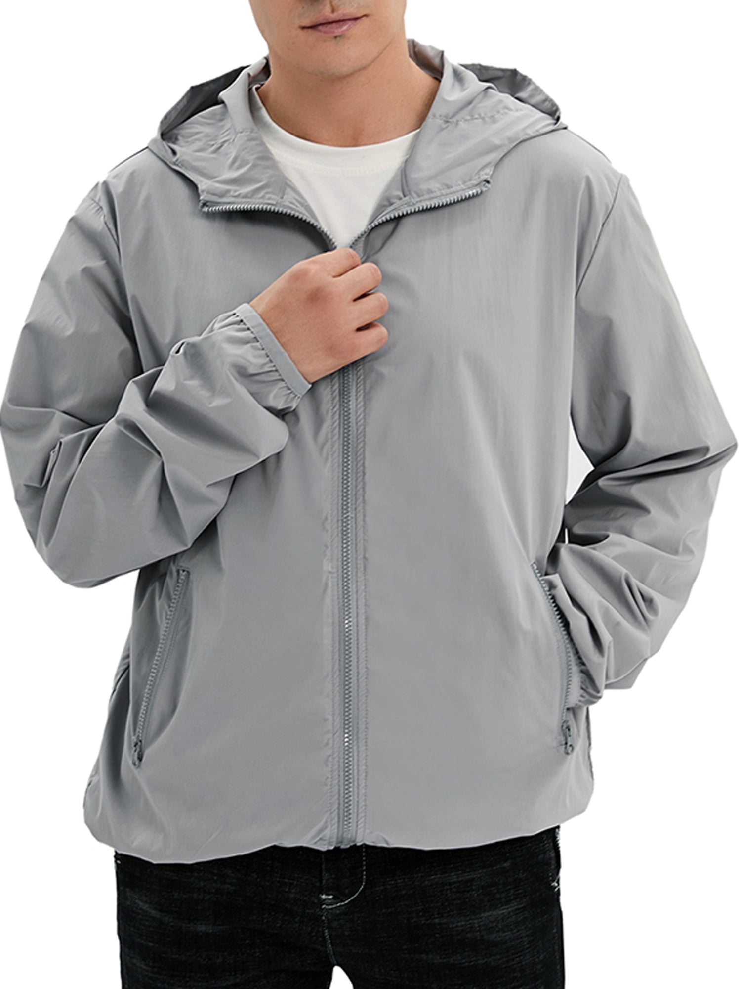 LELINTA Mens Zip Up Jacket Hoodie Polyester Soft Lightweight Basic ...