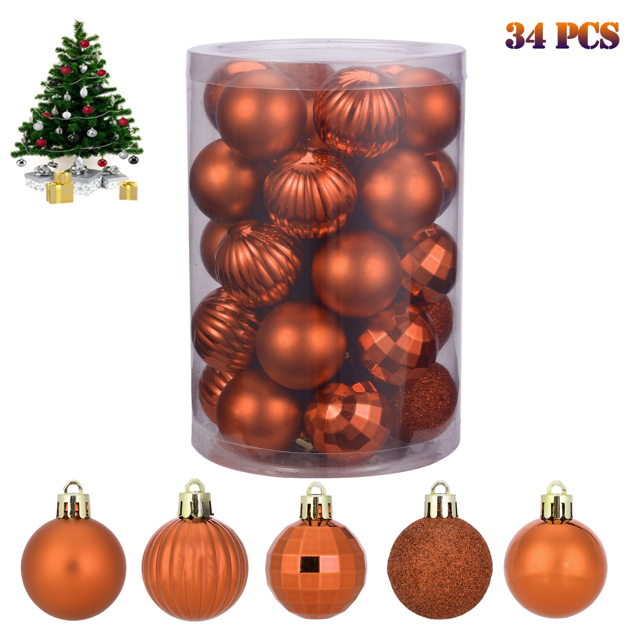 LELINTA Mini Christmas Tree Ornaments, 34 Pcs Christmas Balls ...