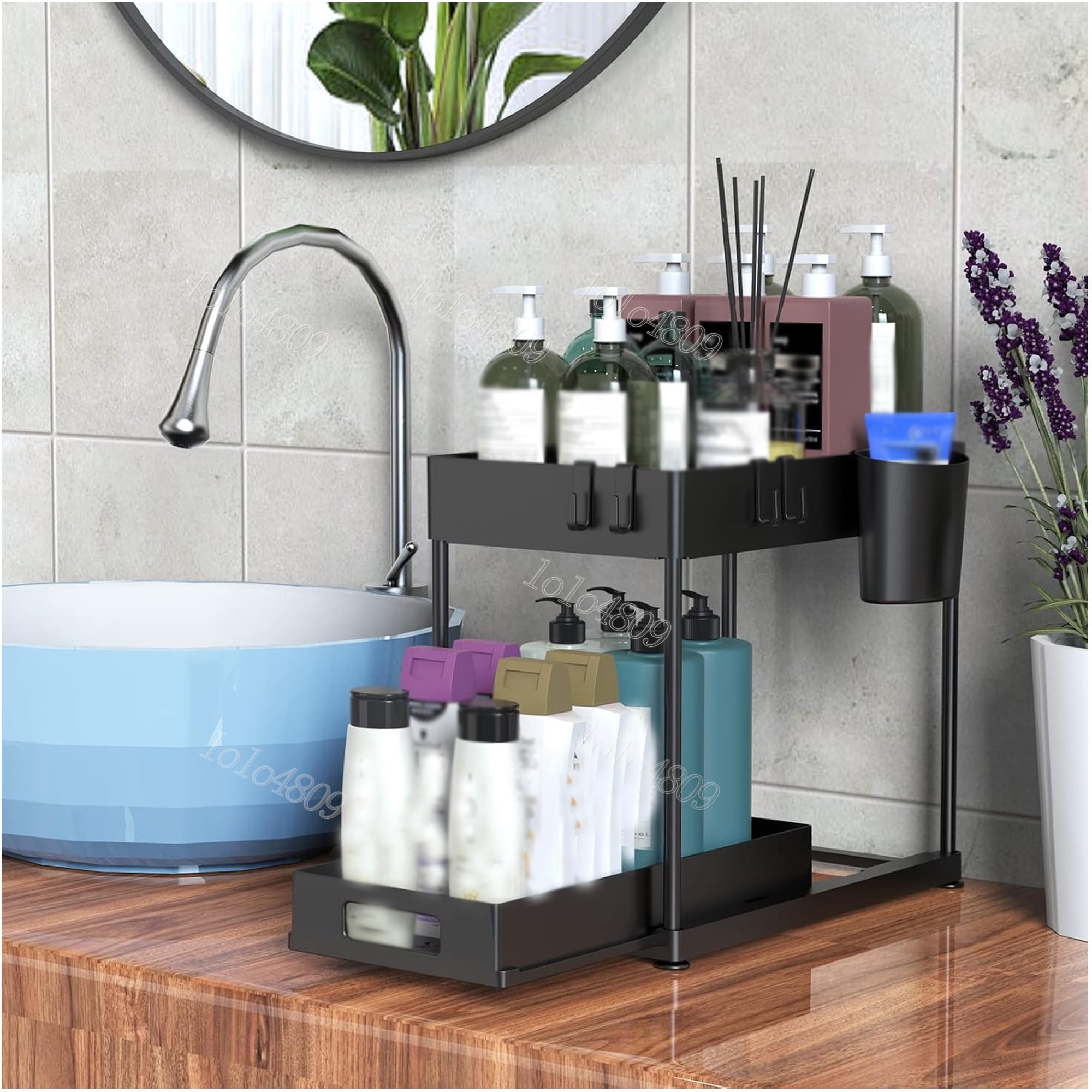 LELINTA Pack Under Sink Organizer, 2 Tier L-shaped Sliding Under ...
