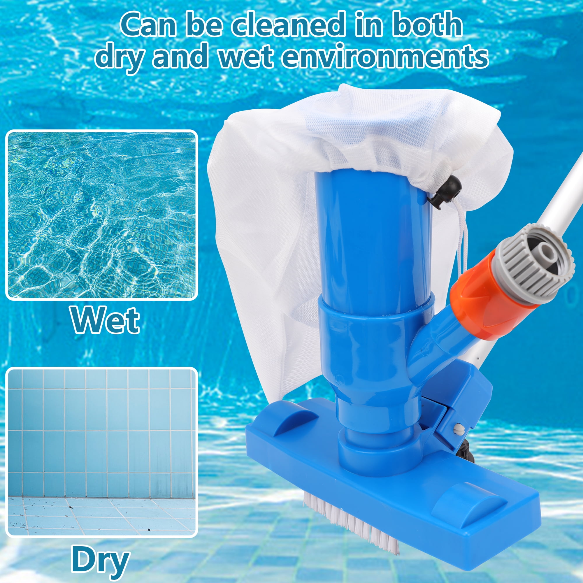 LELINTA Portable Pool Vacuum Jet Underwater Cleaner W/Brush,Bag,5 ...