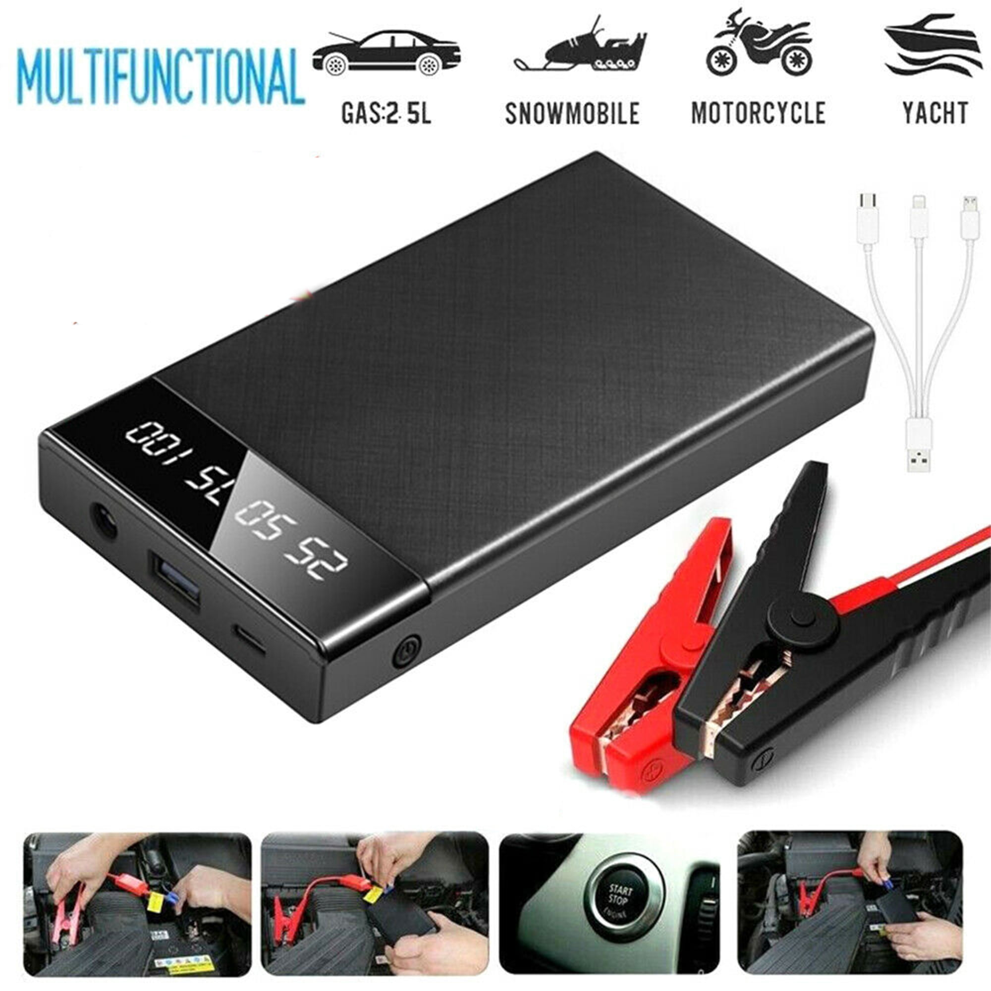 LELINTA Portable PowerUp 12V 10000mAh Car Jump Starter, Battery Booster ...