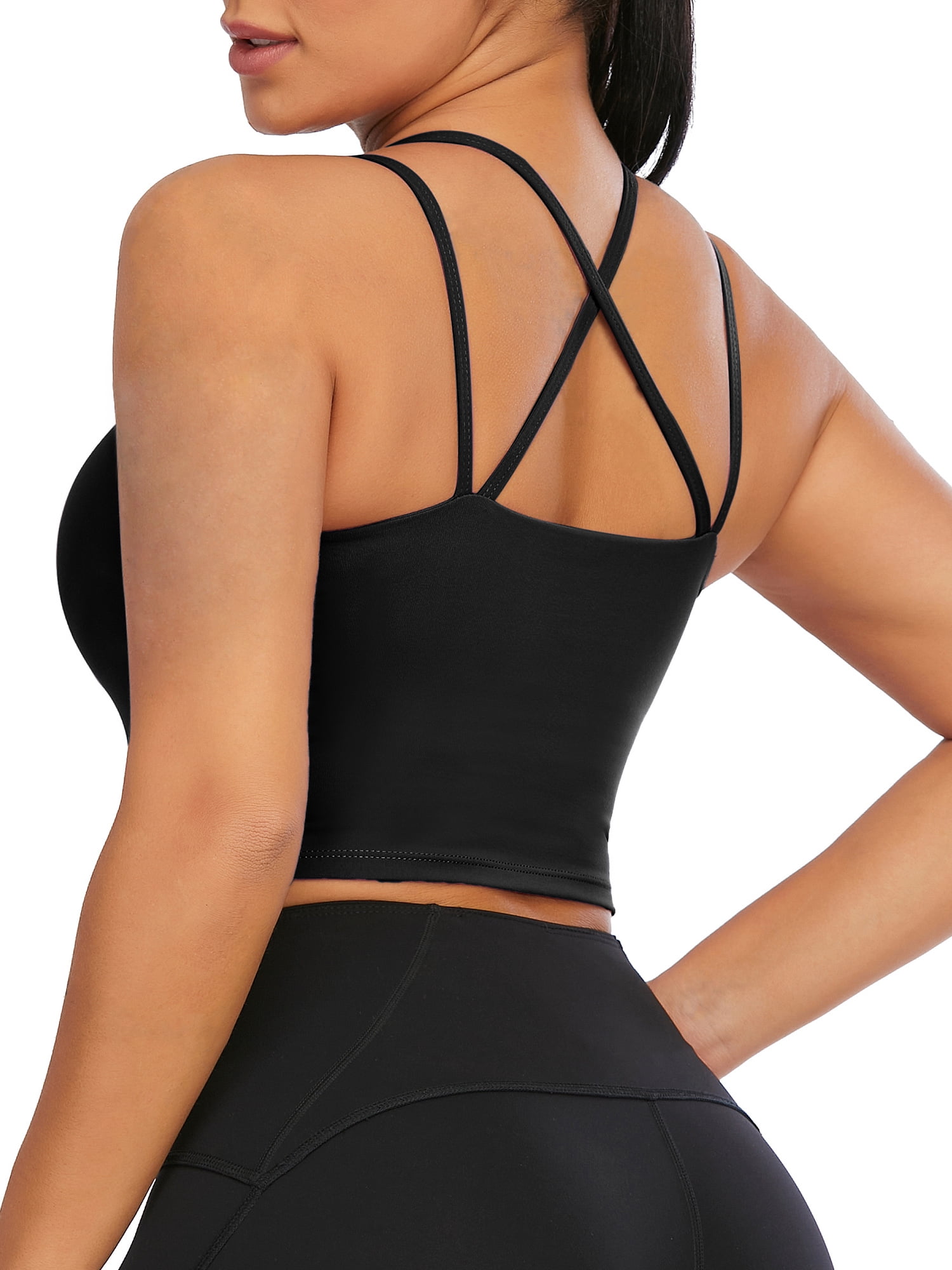 Lelinta Seamless Padded Strappy Sports Bra For Women Sexy Crisscross