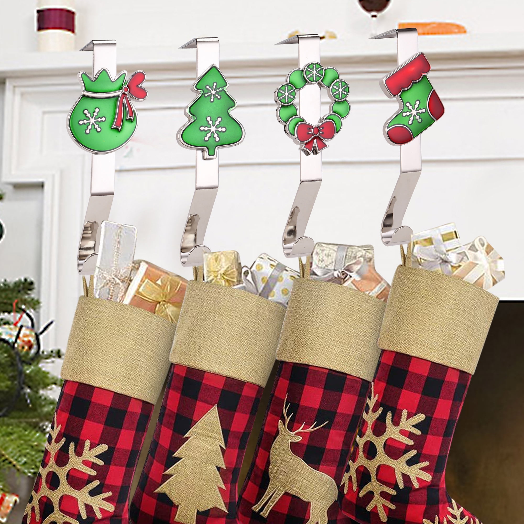 LELINTA Set of 4 Christmas Stocking Holders, Christmas Stocking Holders ...